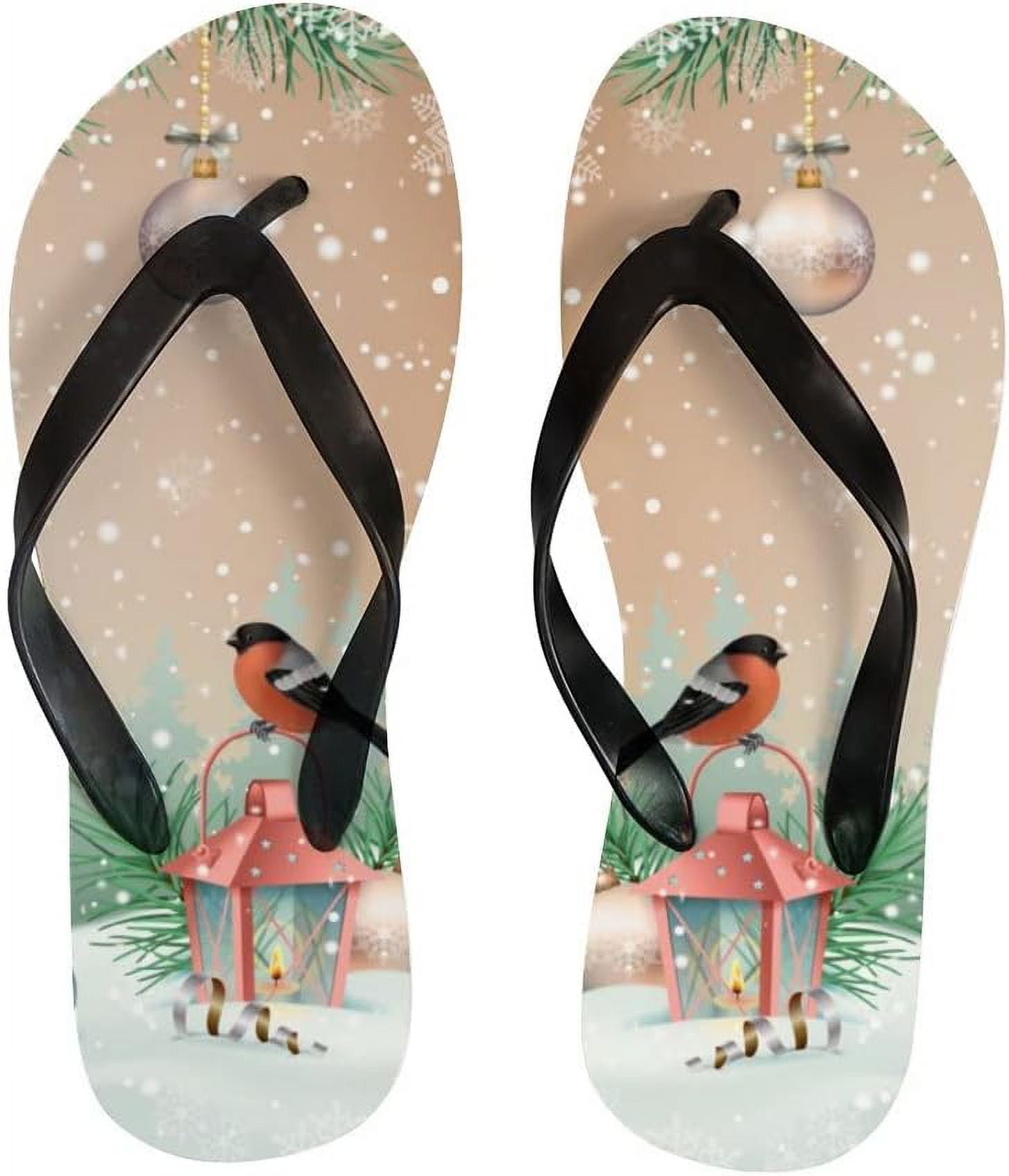 Dreamtimes Flip Flops Christmas New Year Winter Robin Birds Animal ...