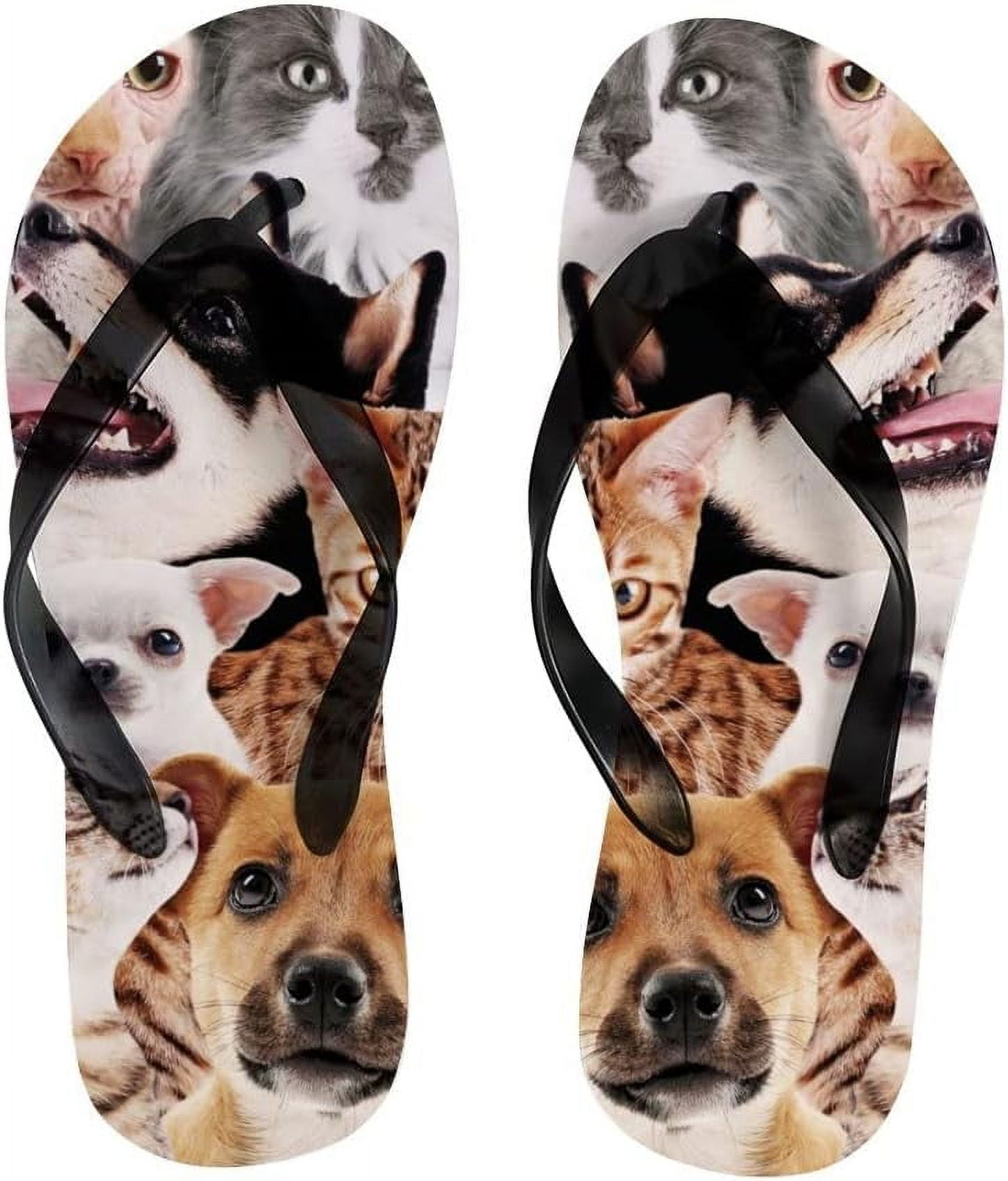 Dreamtimes Flip Flops Cute Animal Dog Cat Thong Slip On Slippers Beach ...
