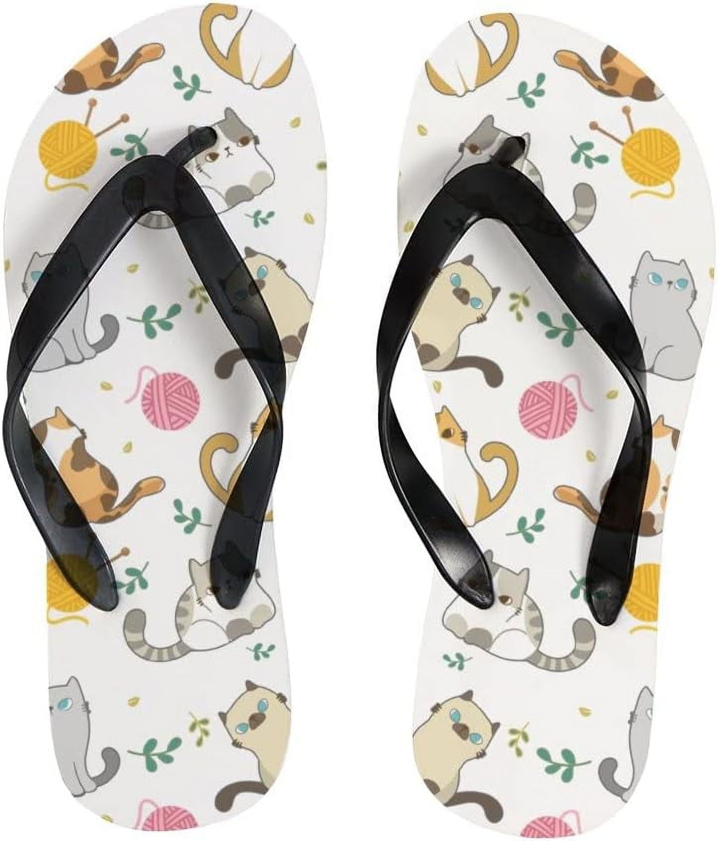 Dreamtimes Flip Flops Cute Cat Animal Cartoon Thong Slip On Slippers ...