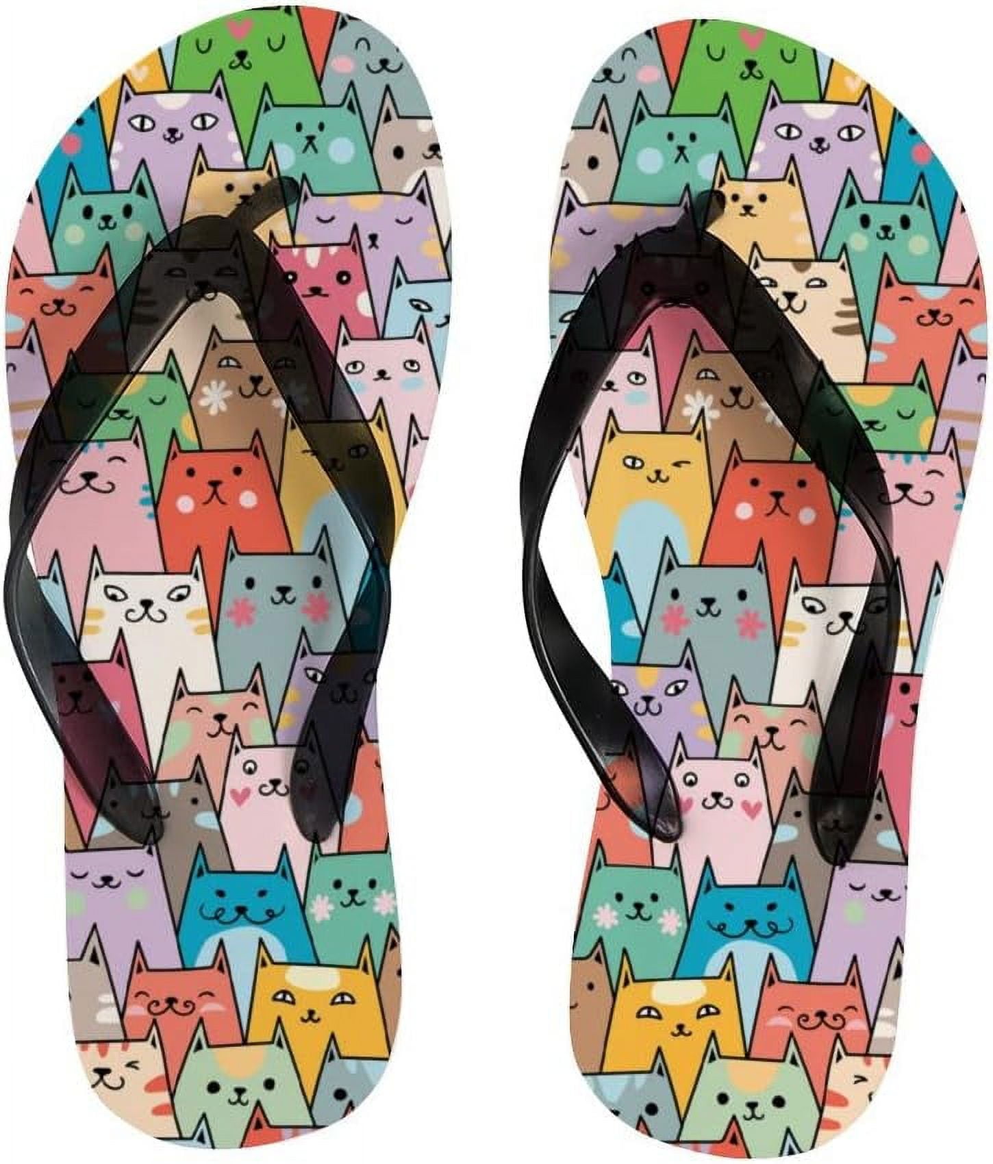 Dreamtimes Flip Flops Cute Cats Animal Slippers Sandals for Women Men ...
