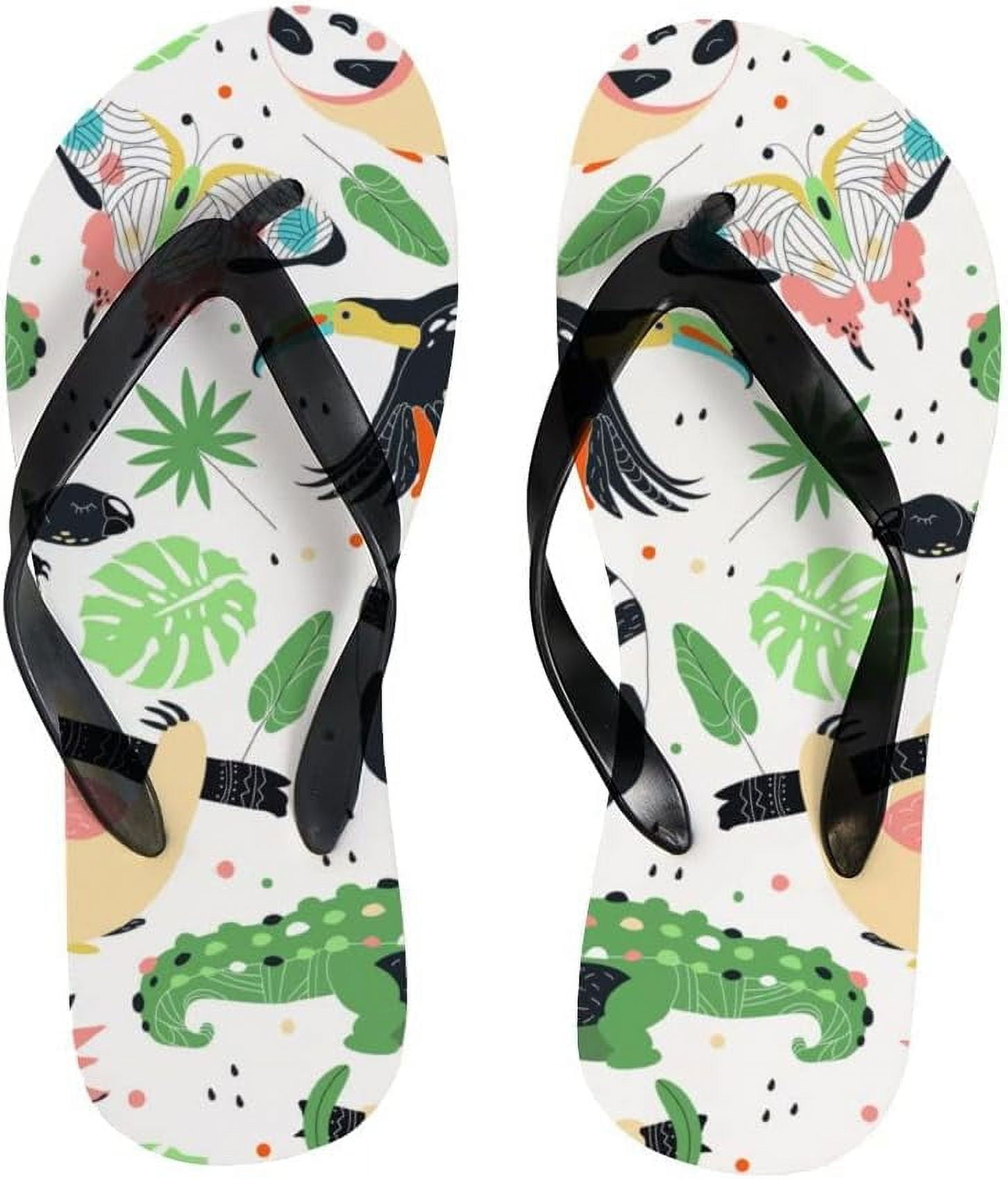 Dreamtimes Flip Flops Cute Sloth Panda Turtle Animal World Thong Slip ...