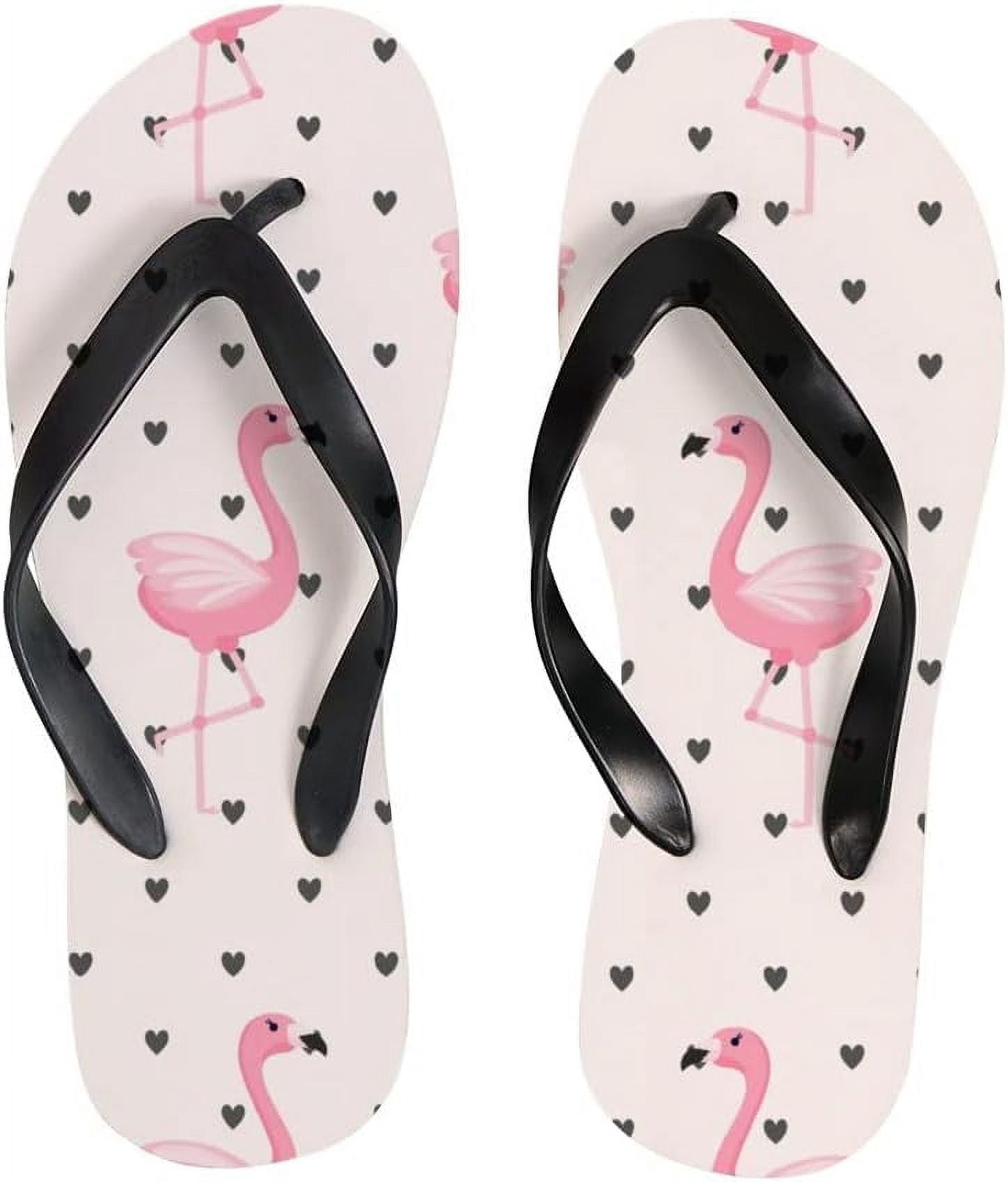 Dreamtimes Flip Flops Cute Tropical Flamingo Summer Heart Thong Slip On ...