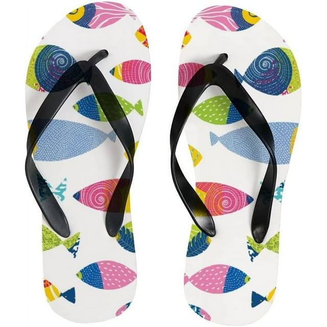 Dreamtimes Flip Flops Ocean Sea Rainbow Fish Slippers Sandals for Women ...