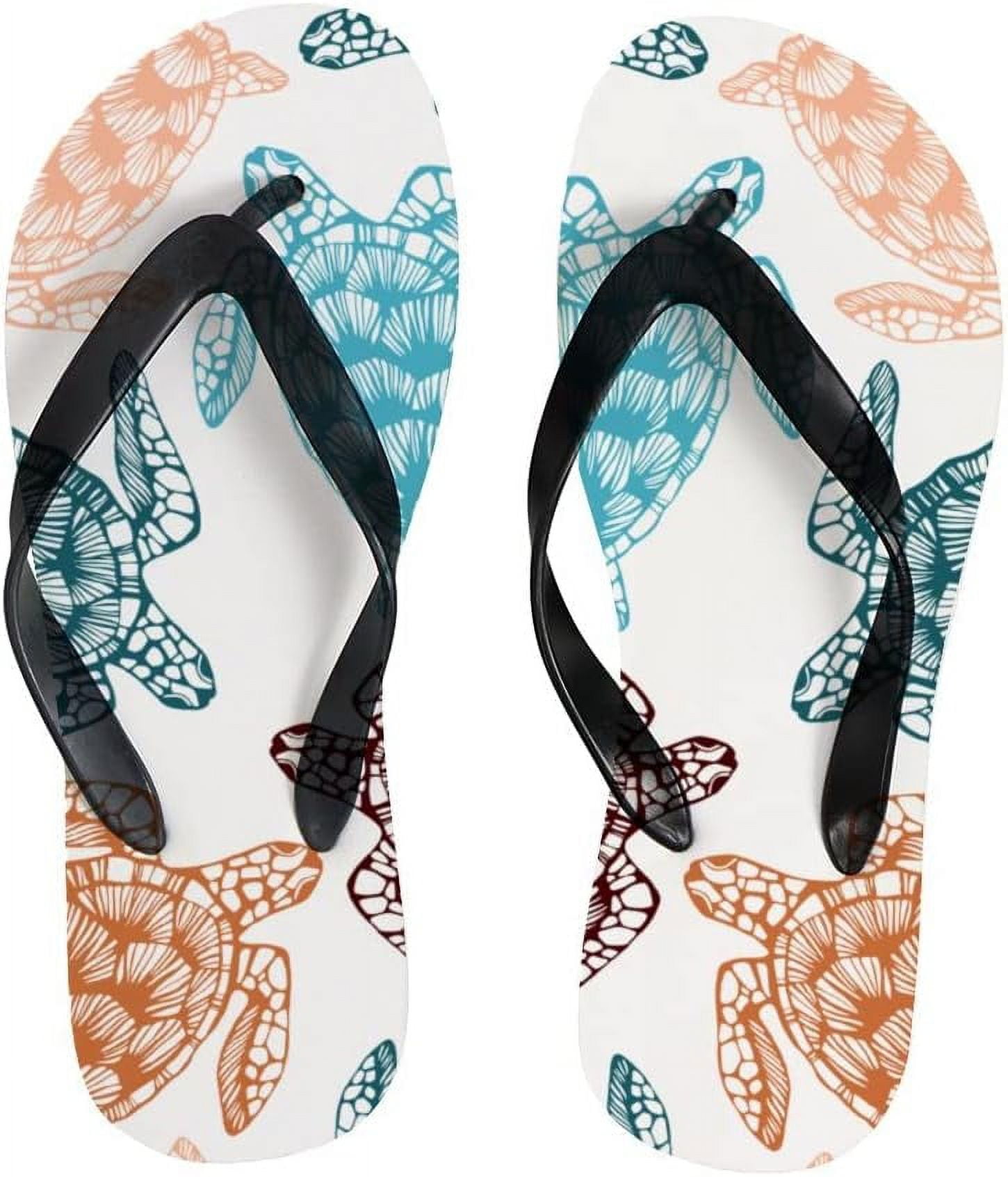 Dreamtimes Flip Flops Ocean Sea Turtle Tortoise Aquatic Animal Thong ...