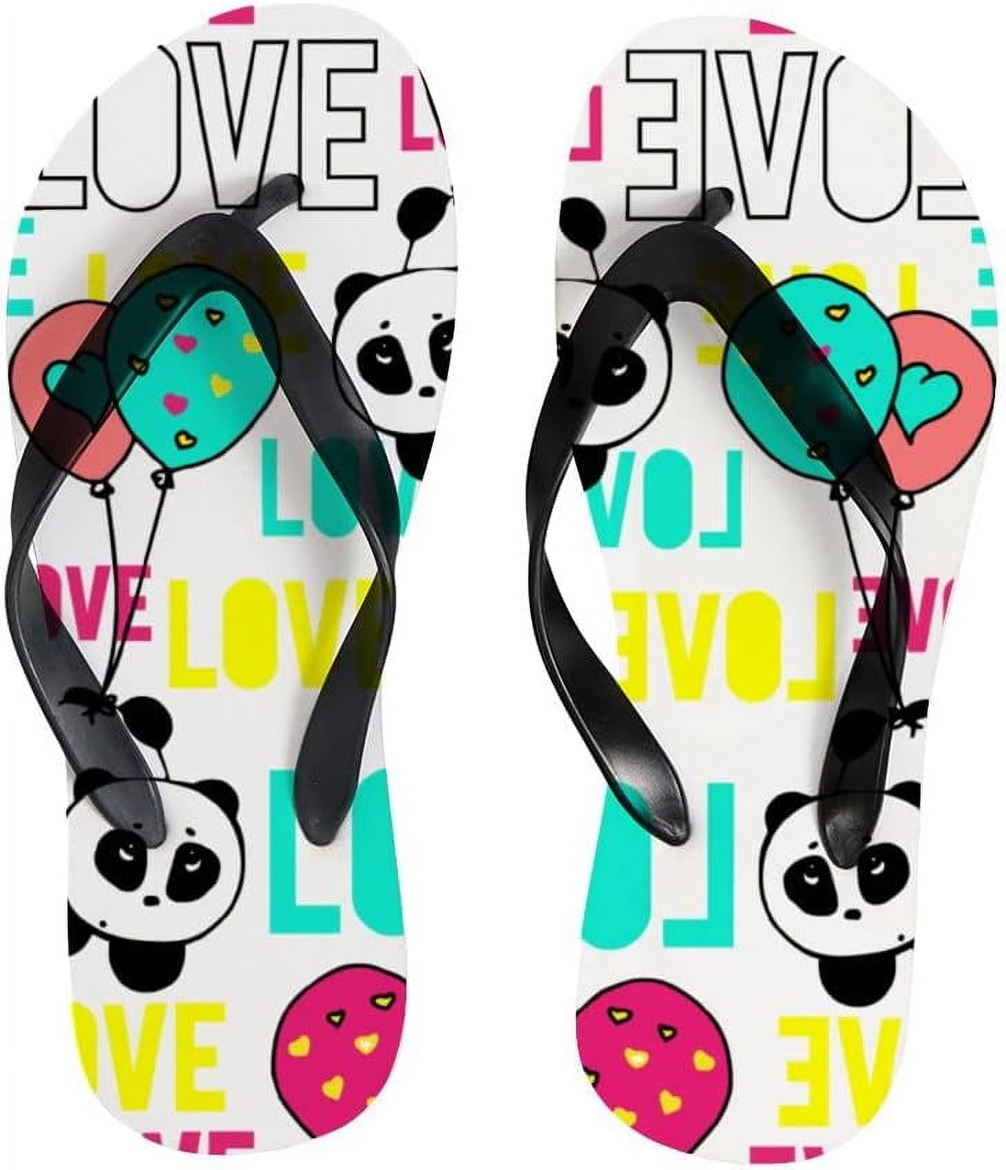 Dreamtimes Flip Flops Panda Love Cute Slippers Sandals for Women Men ...