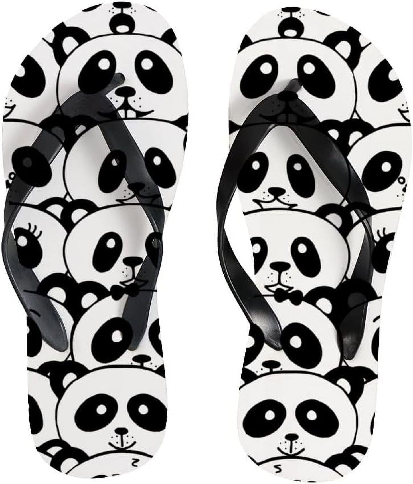Dreamtimes Flip Flops Slippers Black White Pandas Cute Animals Sandals ...