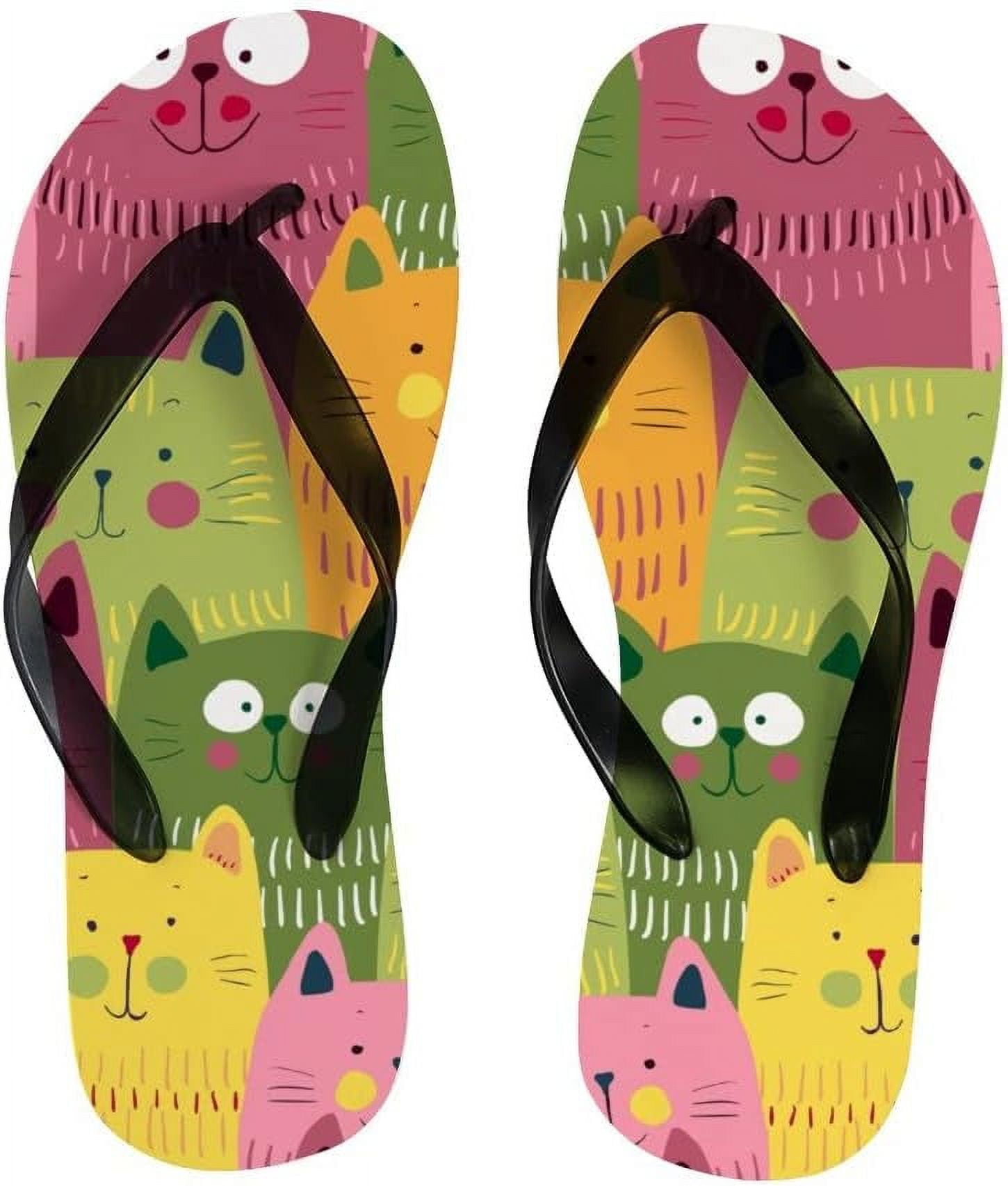Dreamtimes Flip Flops Slippers Cute Cat Animal Cartoon for Women Girl ...