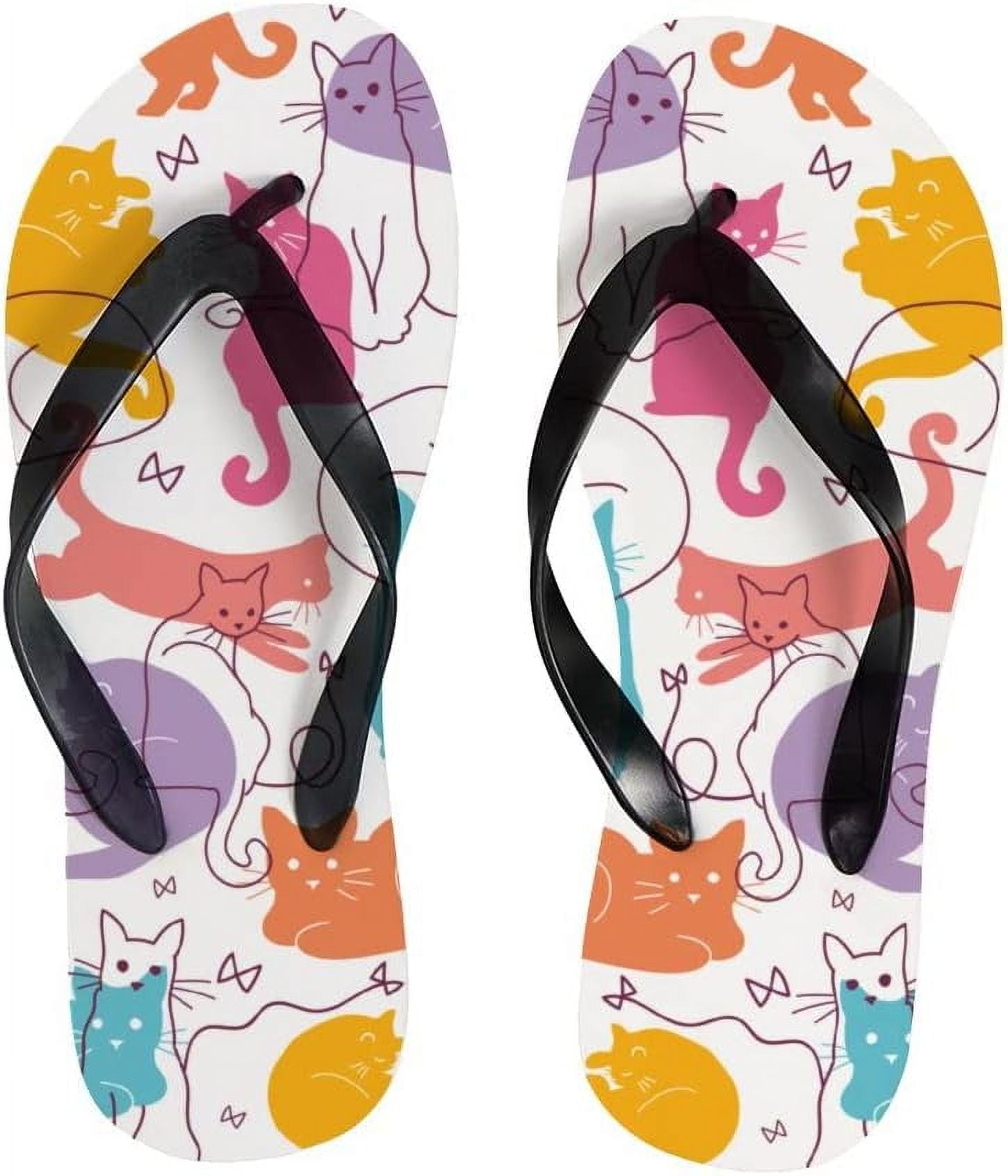 Dreamtimes Flip Flops Slippers Cute Cat Animal Sandals for Beach Summer ...