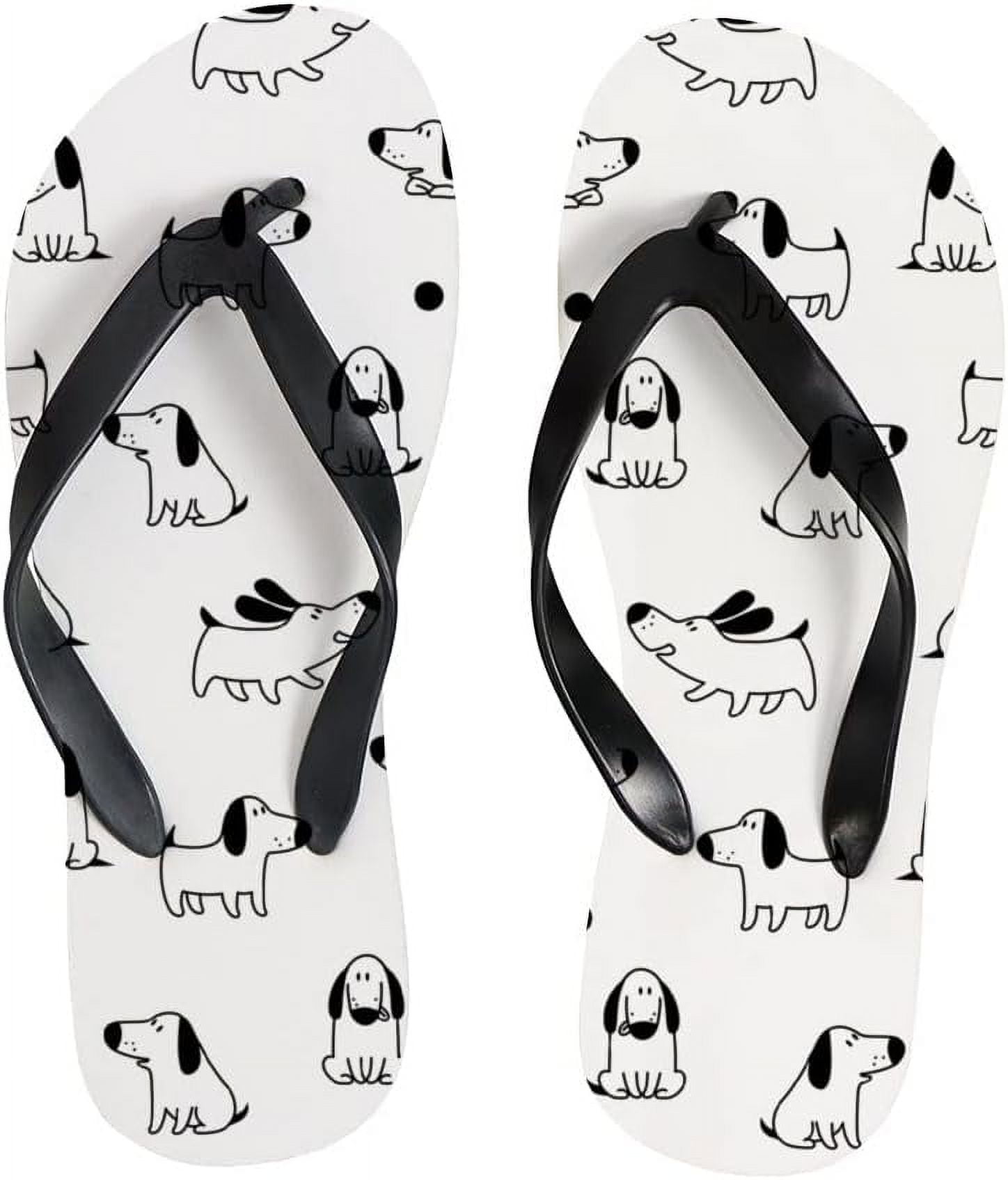 Dreamtimes Flip Flops Slippers Cute Dog Puppy Animal Black White for ...