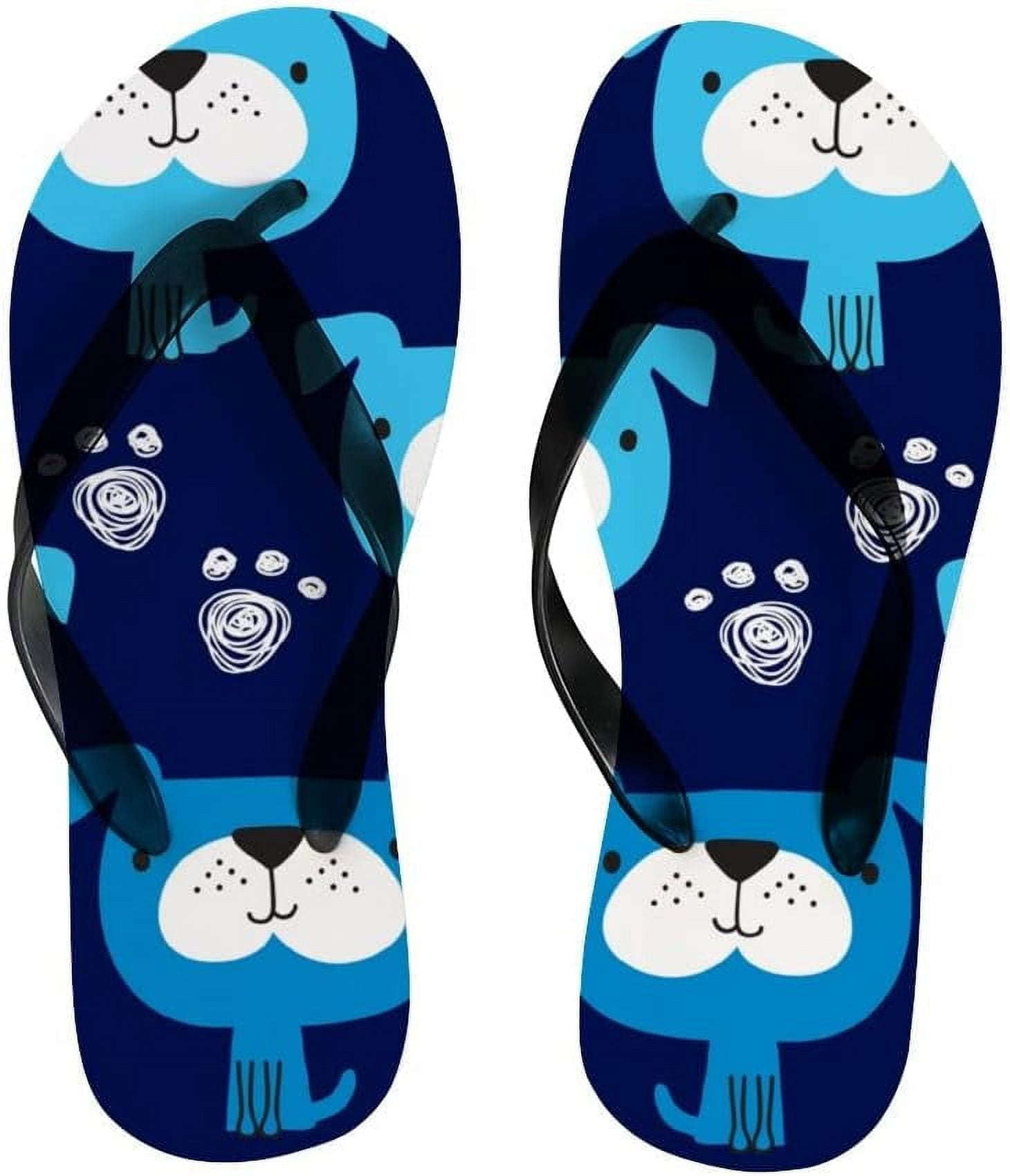 Dreamtimes Flip Flops Slippers Cute Dog Puppy Animal Blue Navy for ...