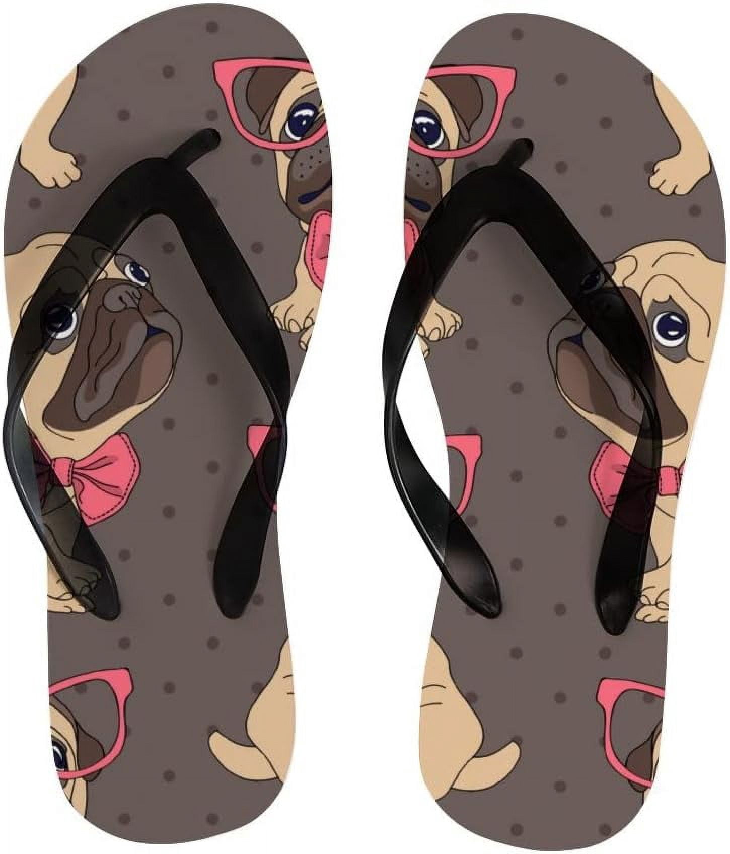 Dreamtimes Flip Flops Slippers Cute Dog Puppy Animal Polka Dots Sandals ...