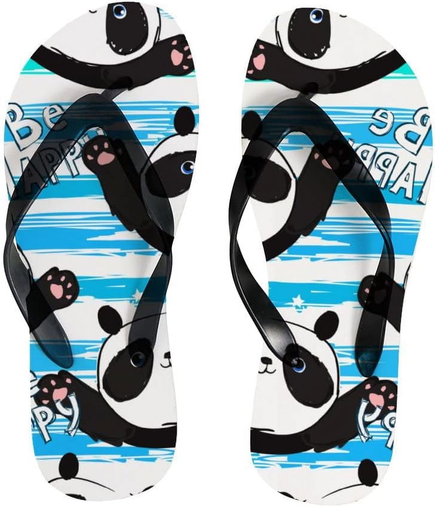 Dreamtimes Flip Flops Slippers Cute Happy Pandas Hello Welcome Sandals ...