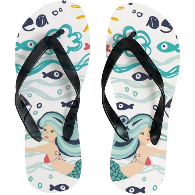 Dreamtimes Flip Flops Slippers Cute Ocean Sea Mermaid Ship Boat Sun ...