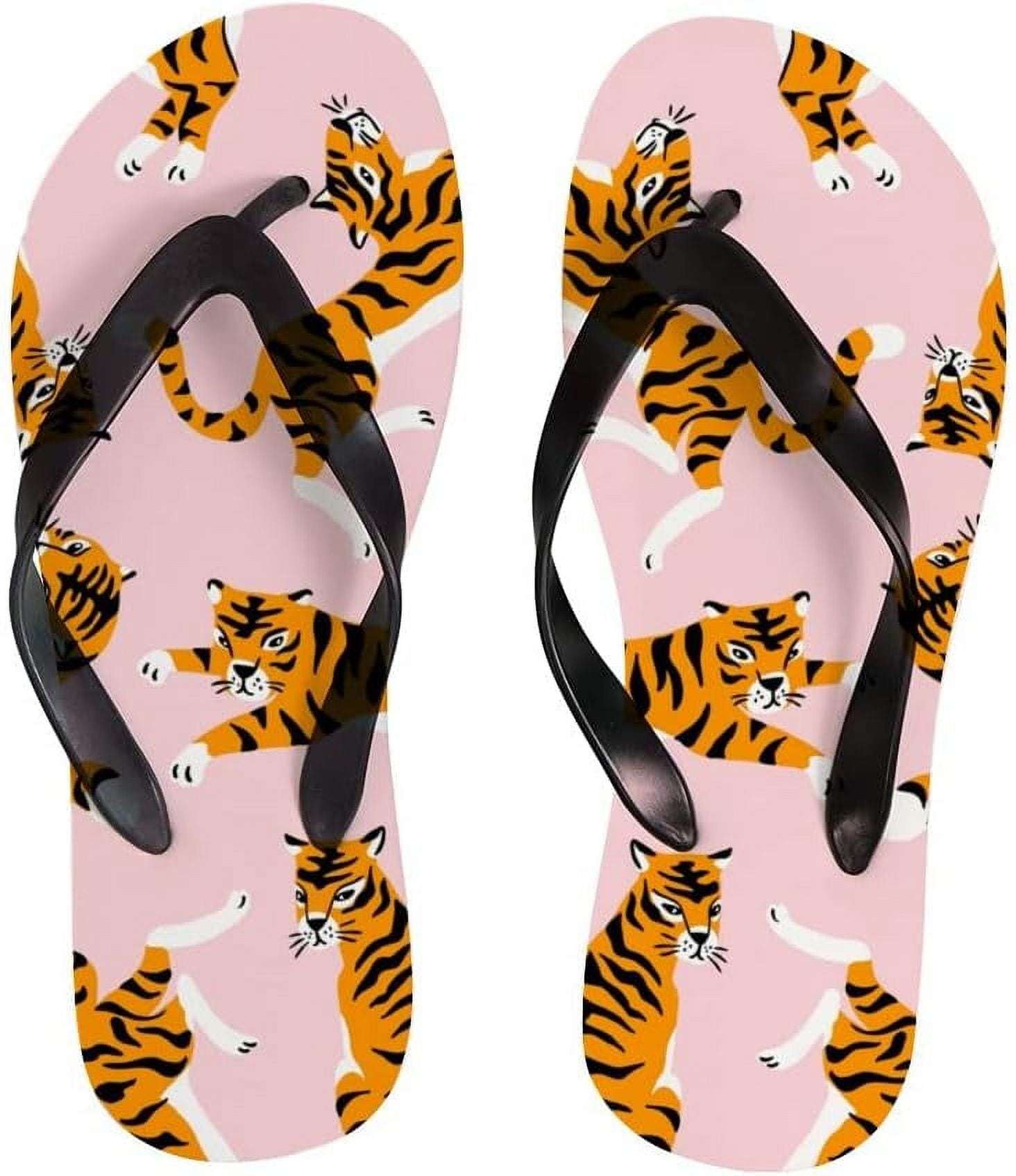 Dreamtimes Flip Flops Slippers Cute Tiger Animal Pink for Women Girl ...