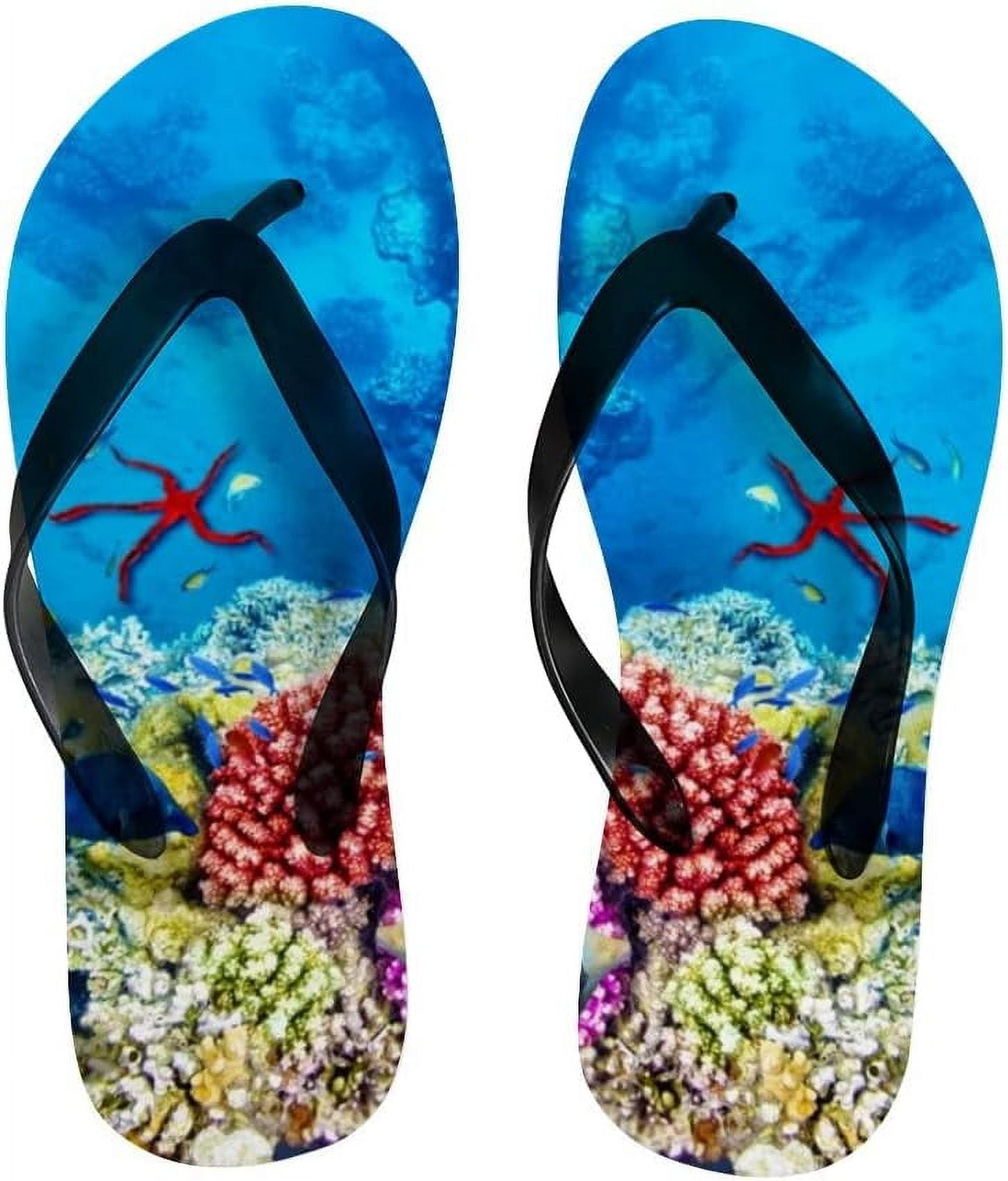 Dreamtimes Flip Flops Slippers Ocean Sea Aquatic World Clown Fish Coral ...