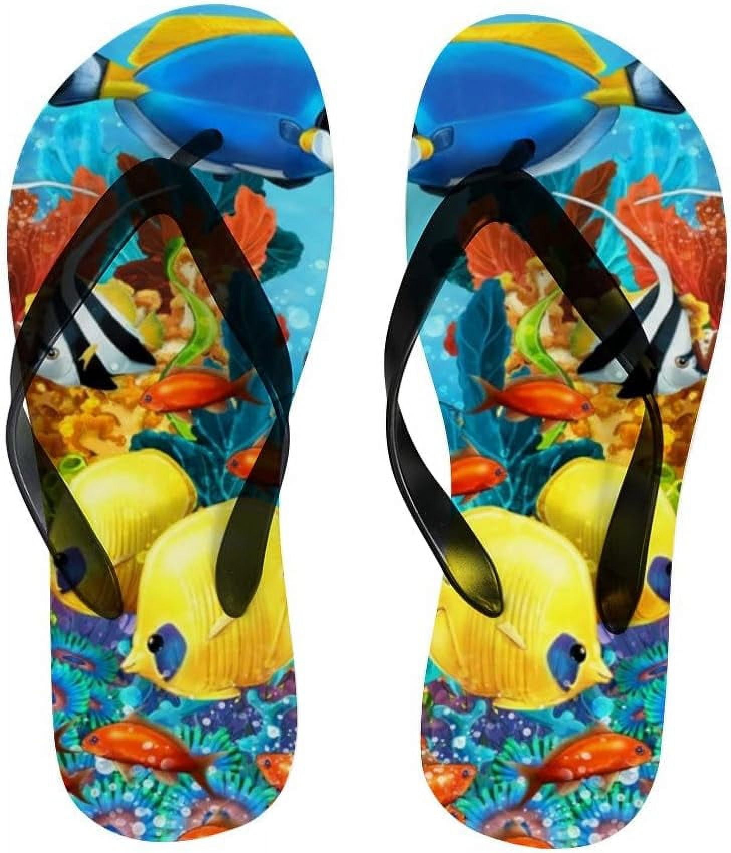 Dreamtimes Flip Flops Slippers Ocean Sea Mediterranean World Fish Ship ...