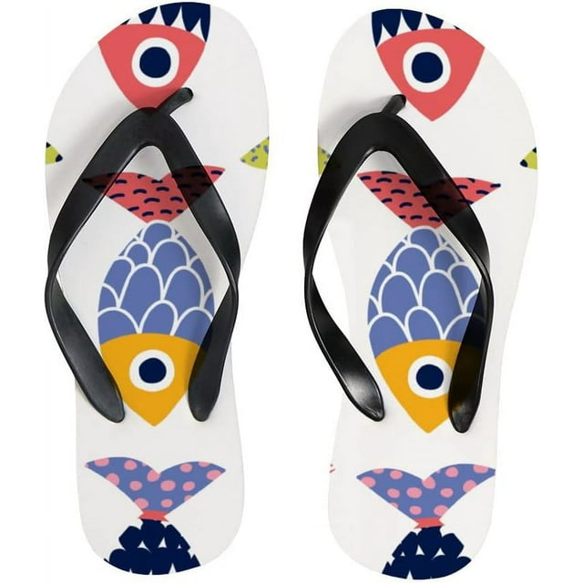 Dreamtimes Flip Flops Slippers Ocean Sea Rainbow Fish Sandals for Beach ...
