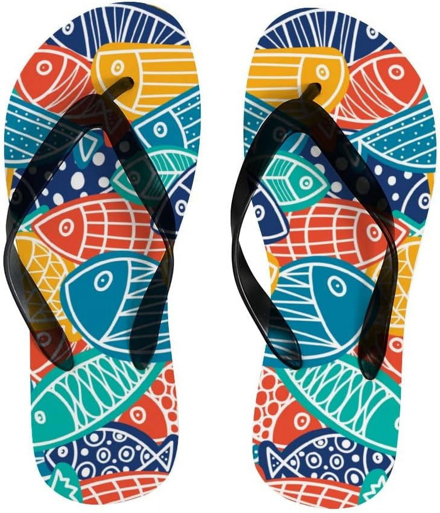 Dreamtimes Flip Flops Slippers Ocean Sea Rainbow Fish Sandals for Beach ...