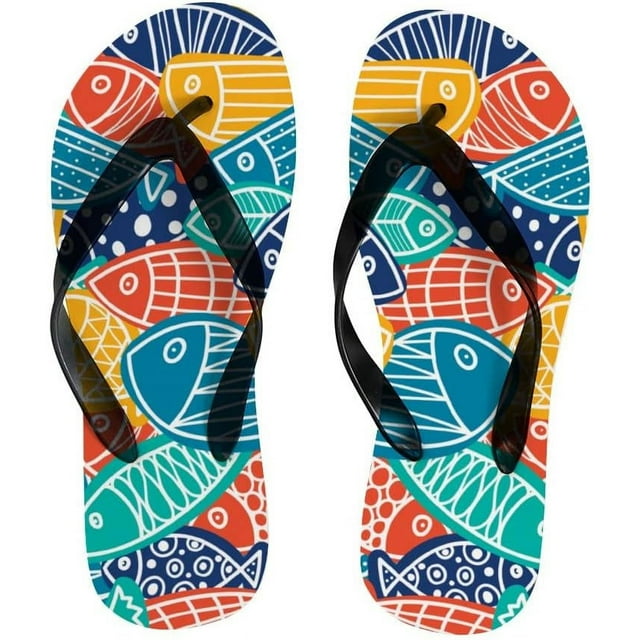 Dreamtimes Flip Flops Slippers Ocean Sea Rainbow Fish Sandals for Beach ...