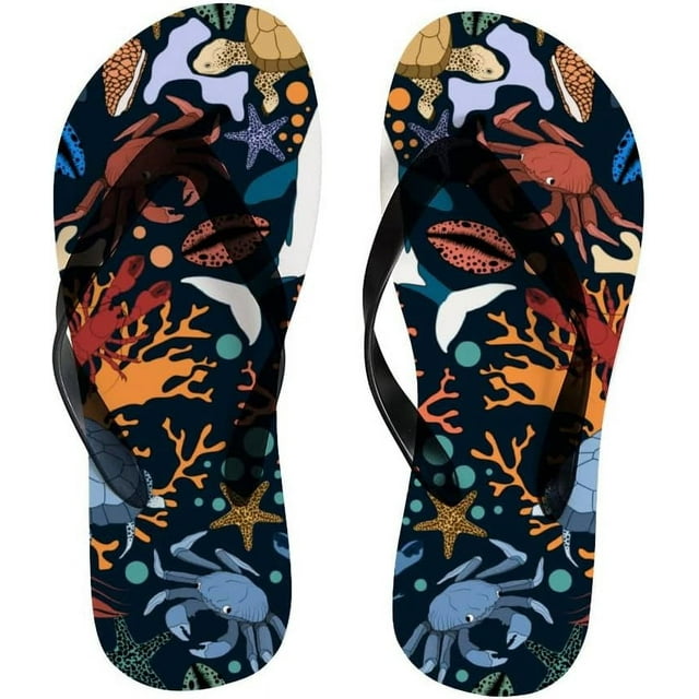Dreamtimes Flip Flops Slippers Ocean Sea Turtle Shark Tortoise Animal ...