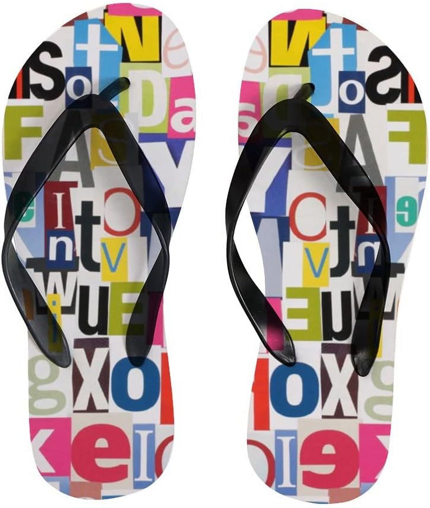 Dreamtimes Flip Flops Slippers Patchwork Alphabet Letter Artist Plaid ...