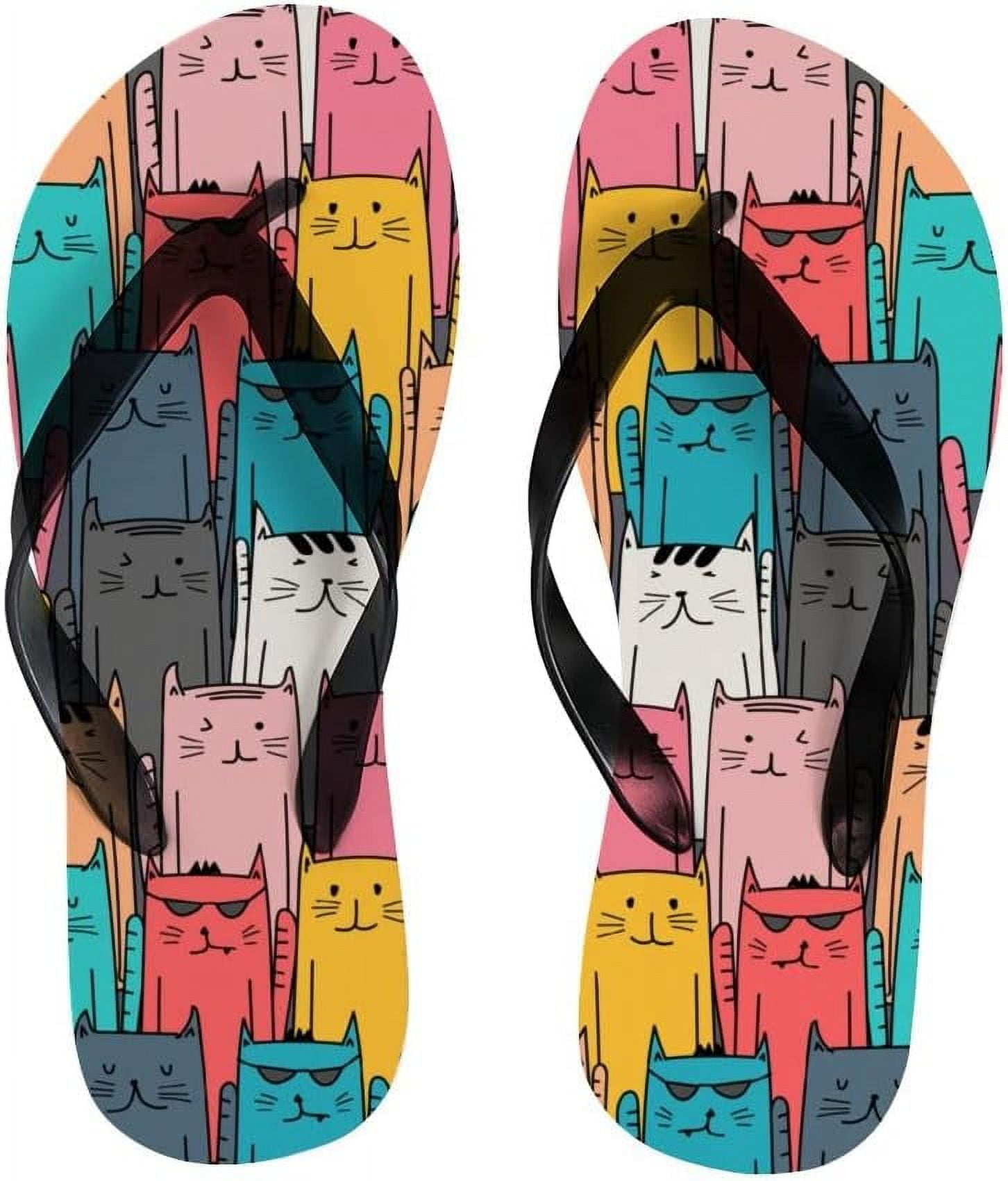 Dreamtimes Flip Flops Slippers Vintage Cute Cats for Women Girl Men ...