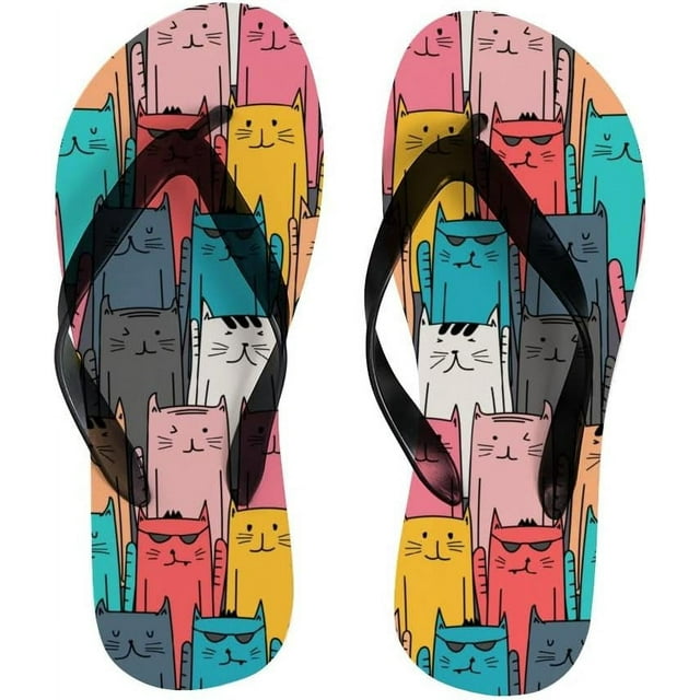 Dreamtimes Flip Flops Slippers Vintage Cute Cats for Women Girl Men ...