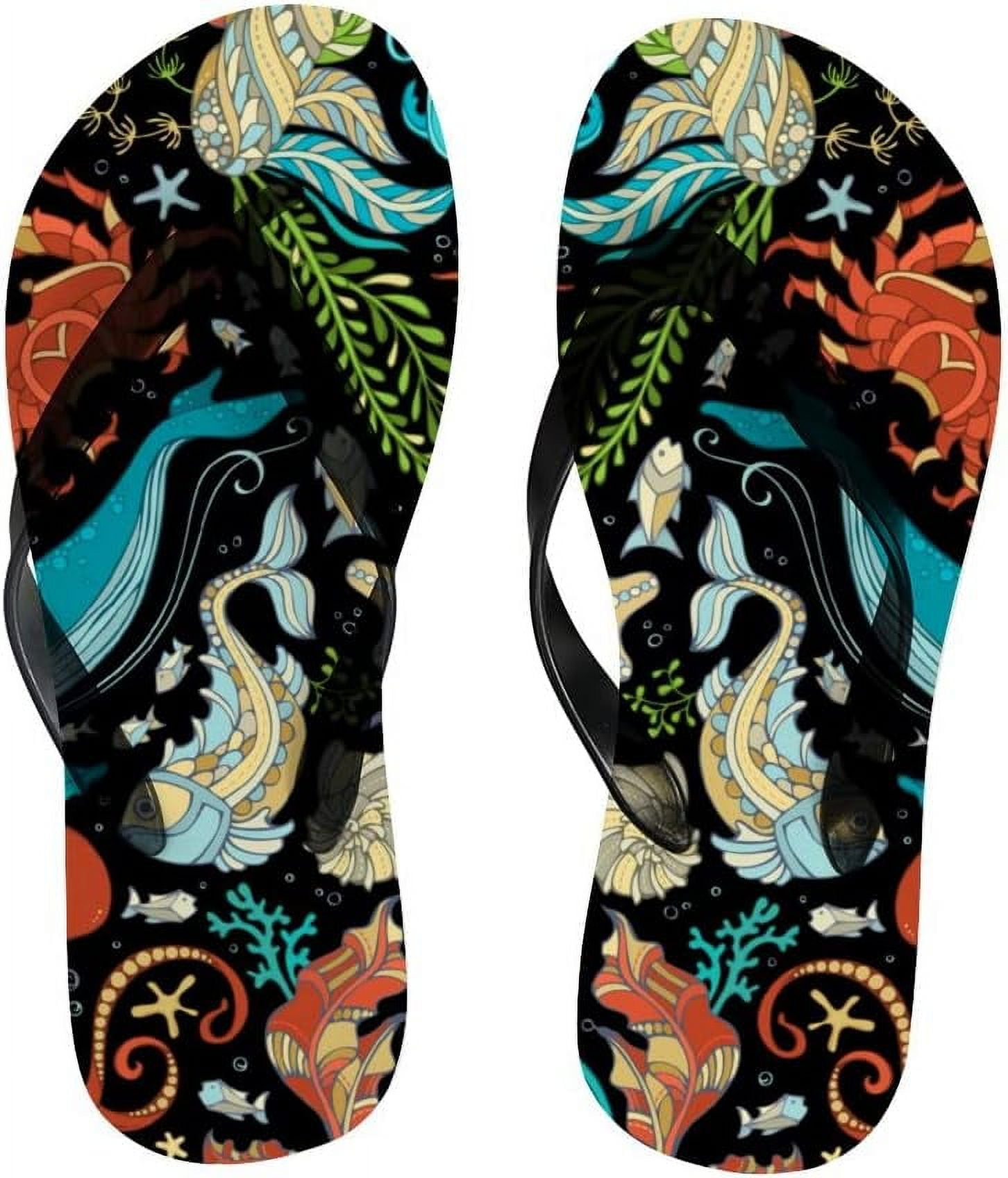 Dreamtimes Flip Flops Slippers Vintage Ocean Sea Aquatic World Shells ...