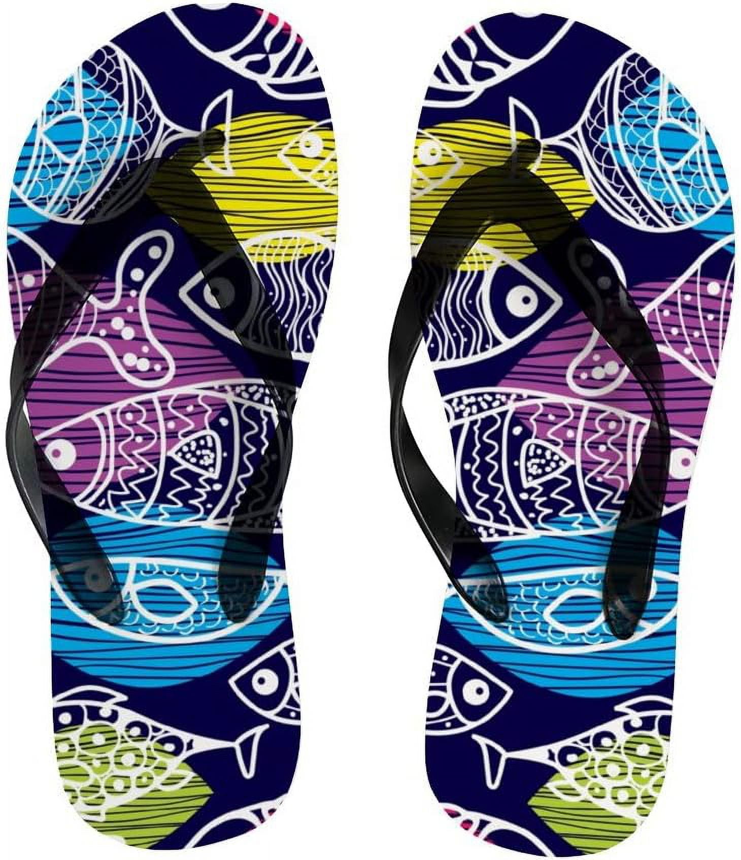Dreamtimes Flip Flops Vintage Colorful Fish Aquatic World Ocean Sea ...