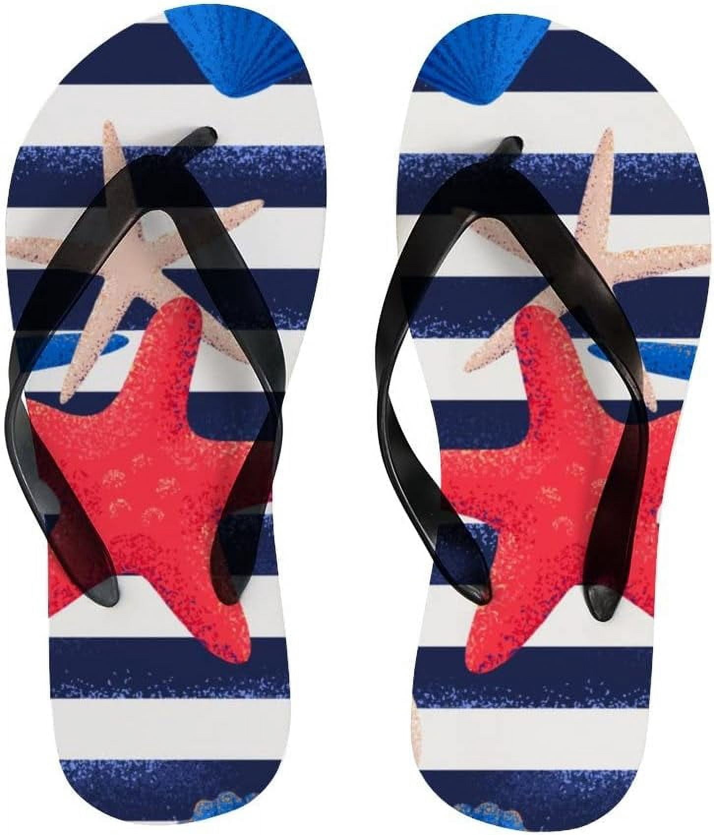 Dreamtimes Flip Flops Vintage Ocean Sea Floral Starfish Conch Striped ...