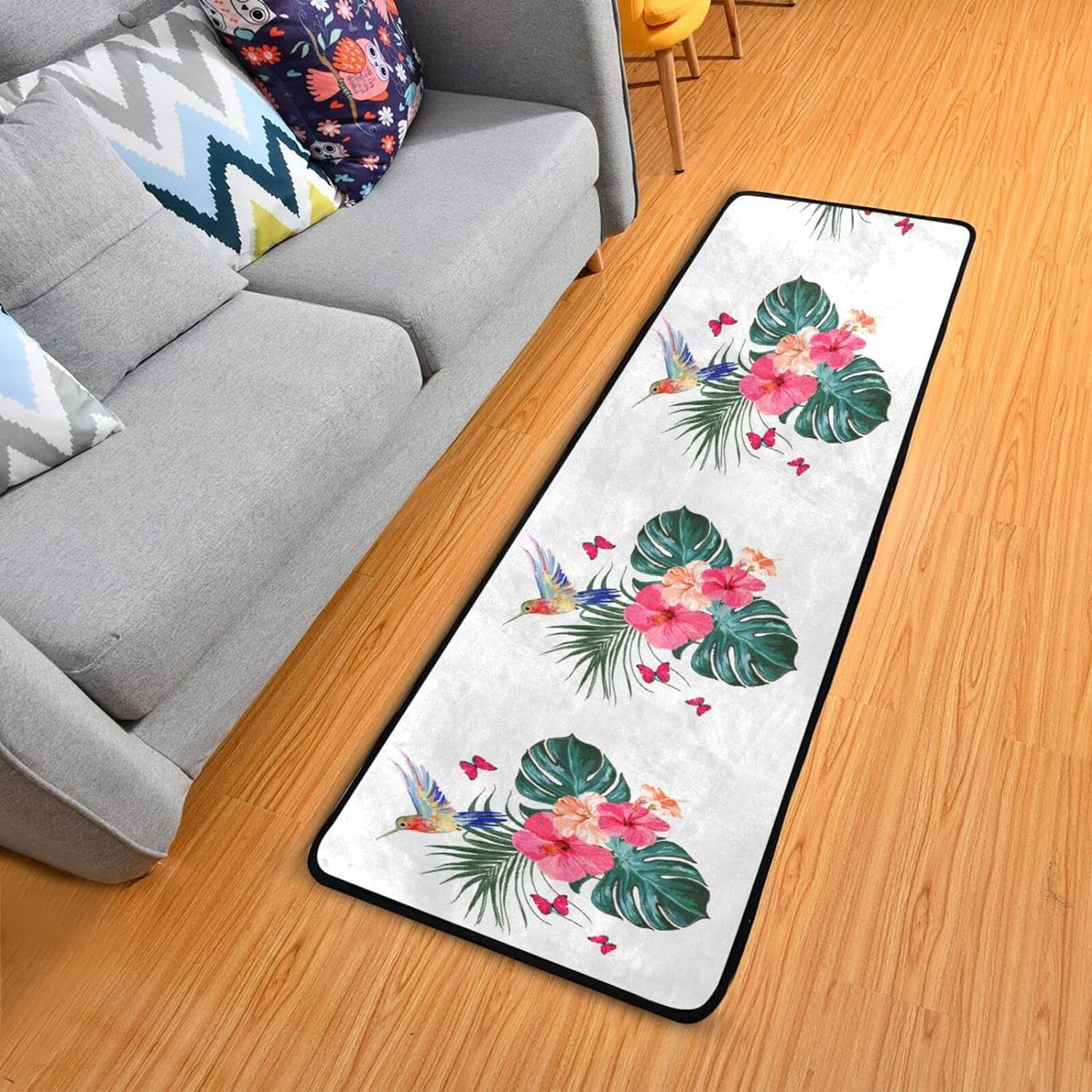 Dreamtimes Floral Hummingbird Hallway Runner Rug 2'x6' Kitchen Rug with ...