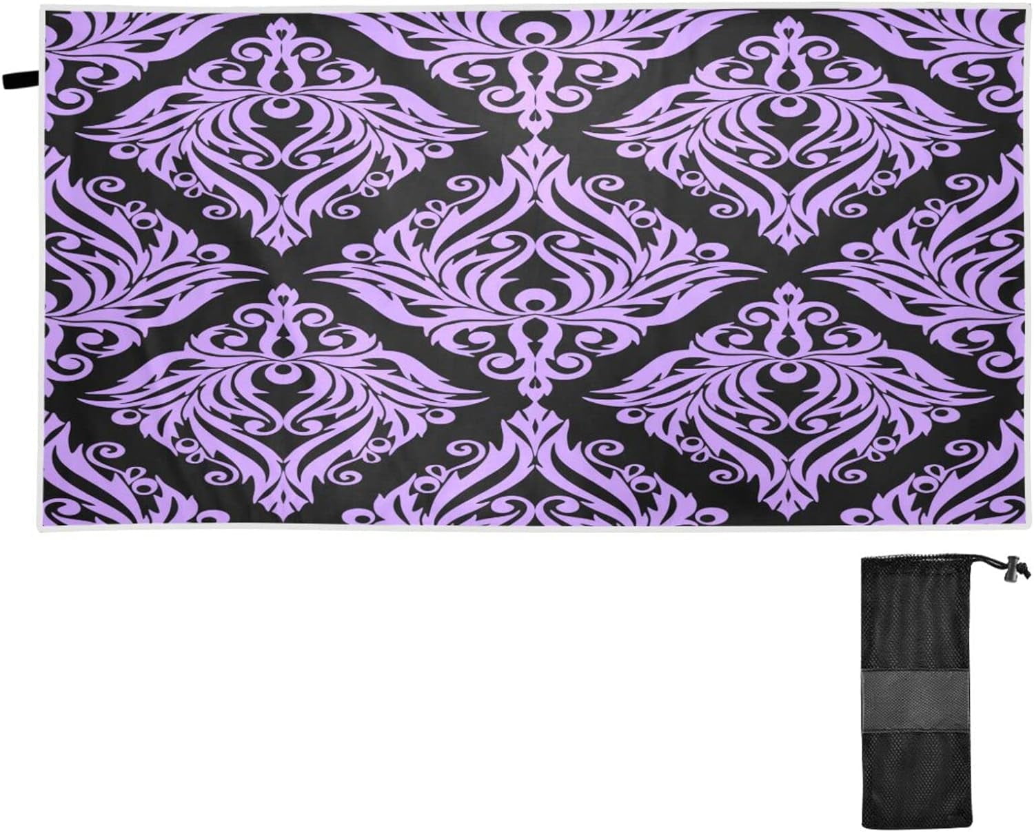 Dreamtimes Floral Purple Beach Towel,Absorbent Quick Dry Sport Towel ...