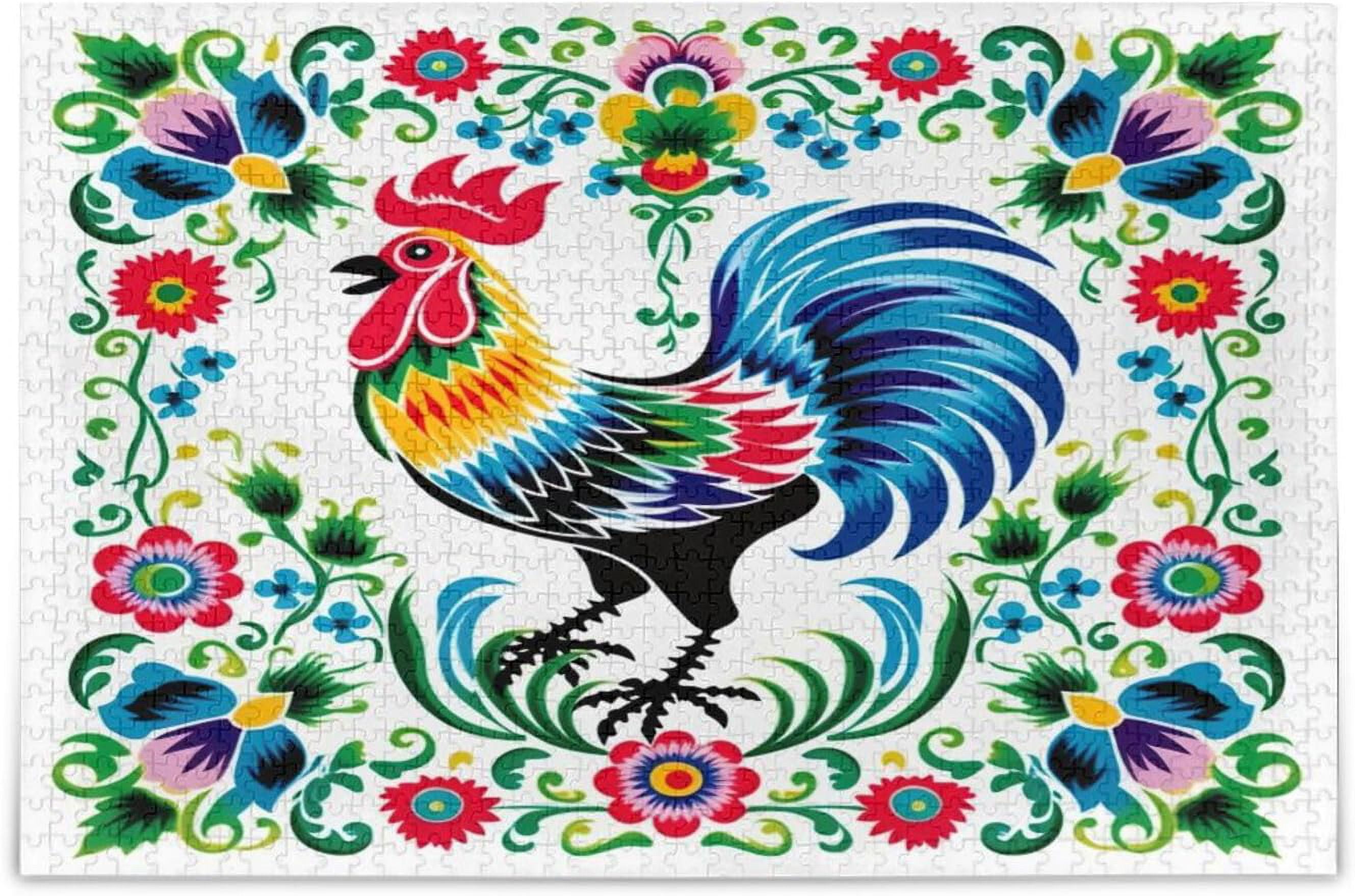 Dreamtimes Floral Rooster Jigsaw Puzzles, Puzzles for Adults 500 Pieces ...