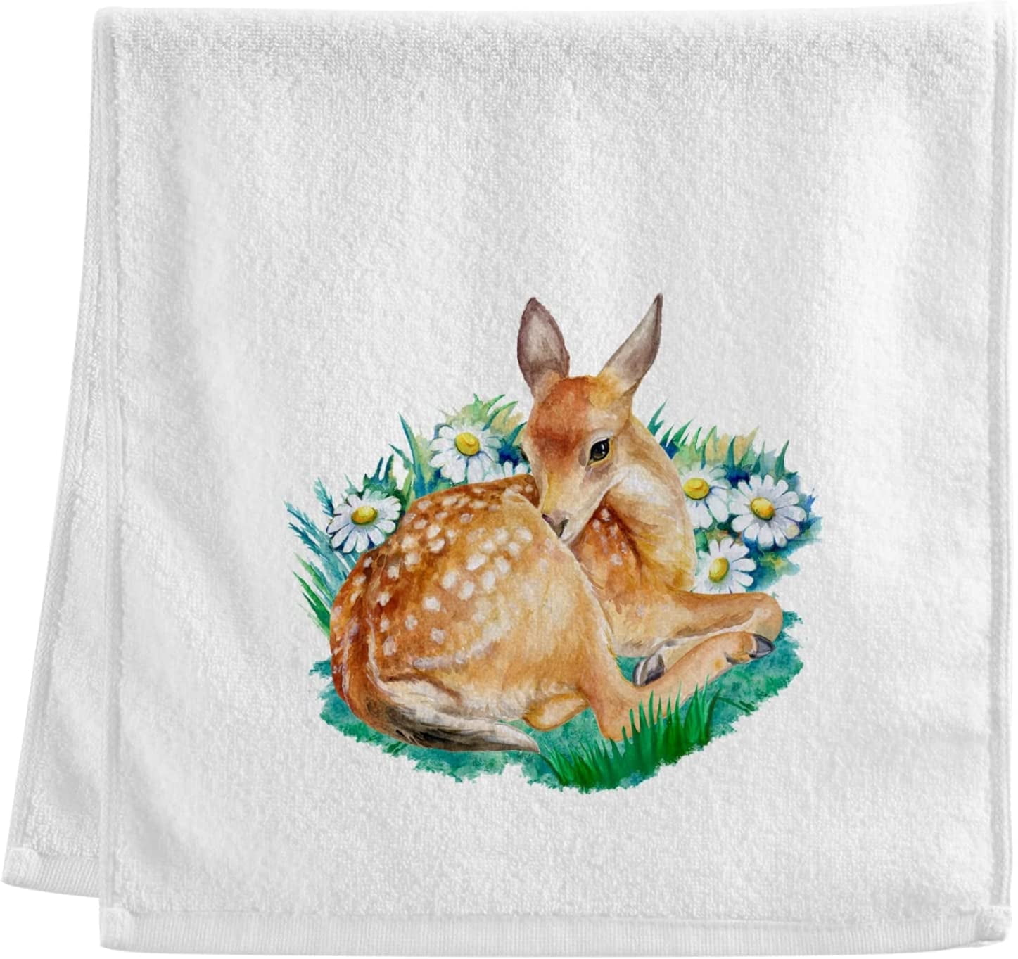 Dreamtimes Floral Sika Deer Hand Towels White Bath Towels Soft ...