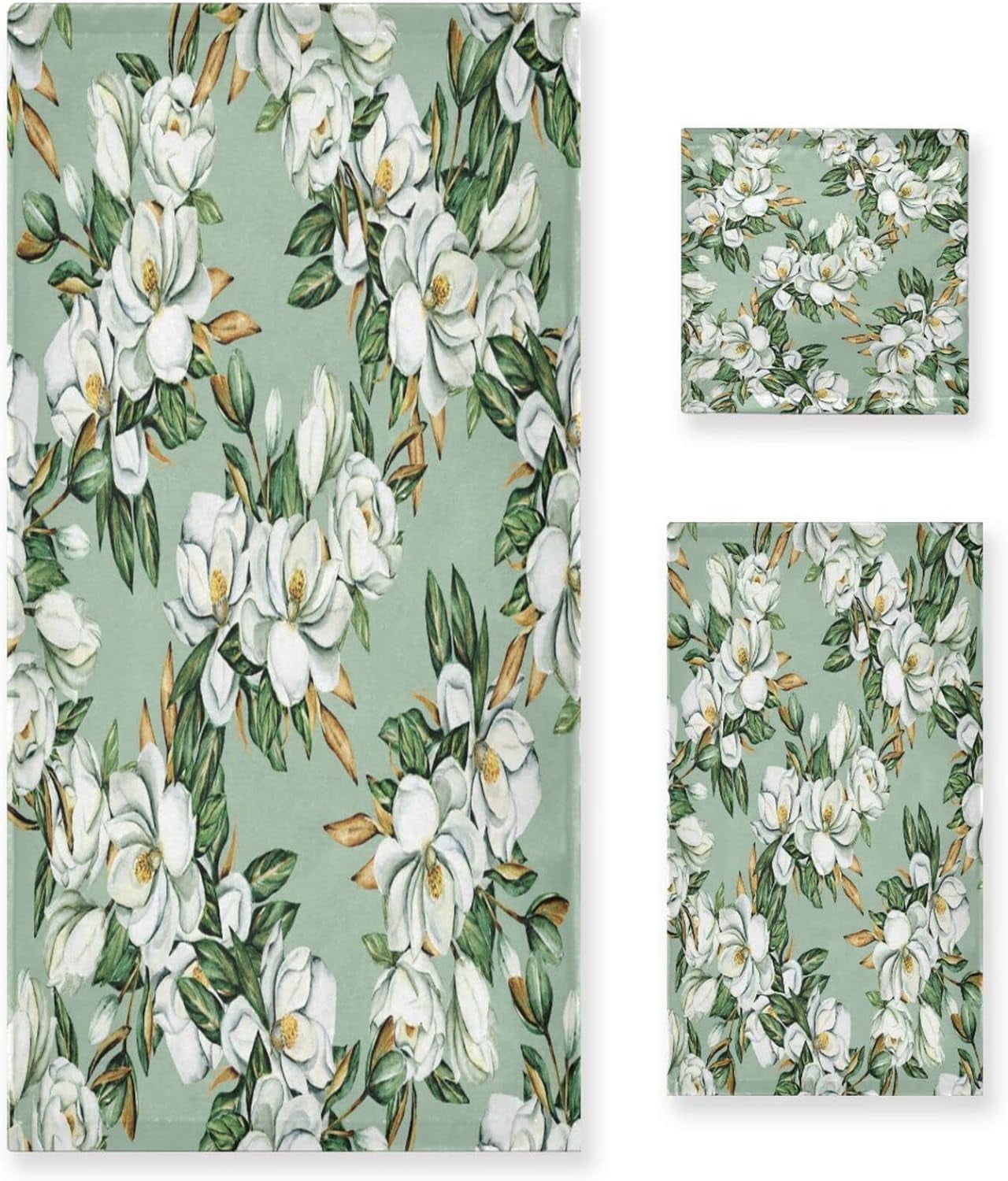 Dreamtimes Flower Pattern Towel Set of 3, Ultra Soft and Absorbent Bath ...