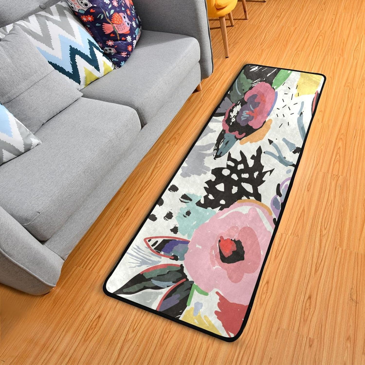 Dreamtimes Flower Purple Pink Hallway Runner Rug 2'x6' Kitchen Rug with ...