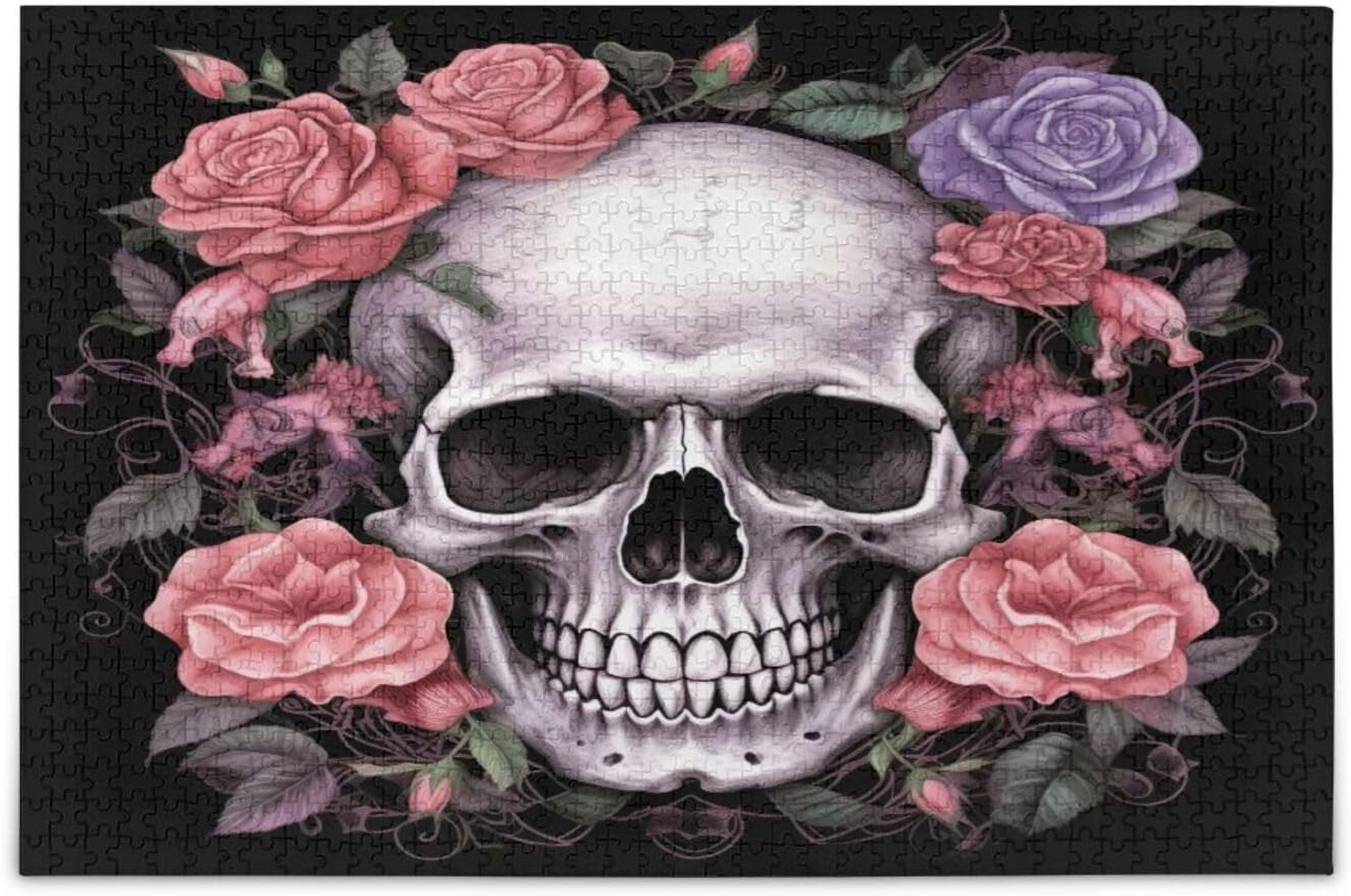 Dreamtimes Flowers Skull Jigsaw Puzzles, Puzzles for Adults 500 Pieces ...