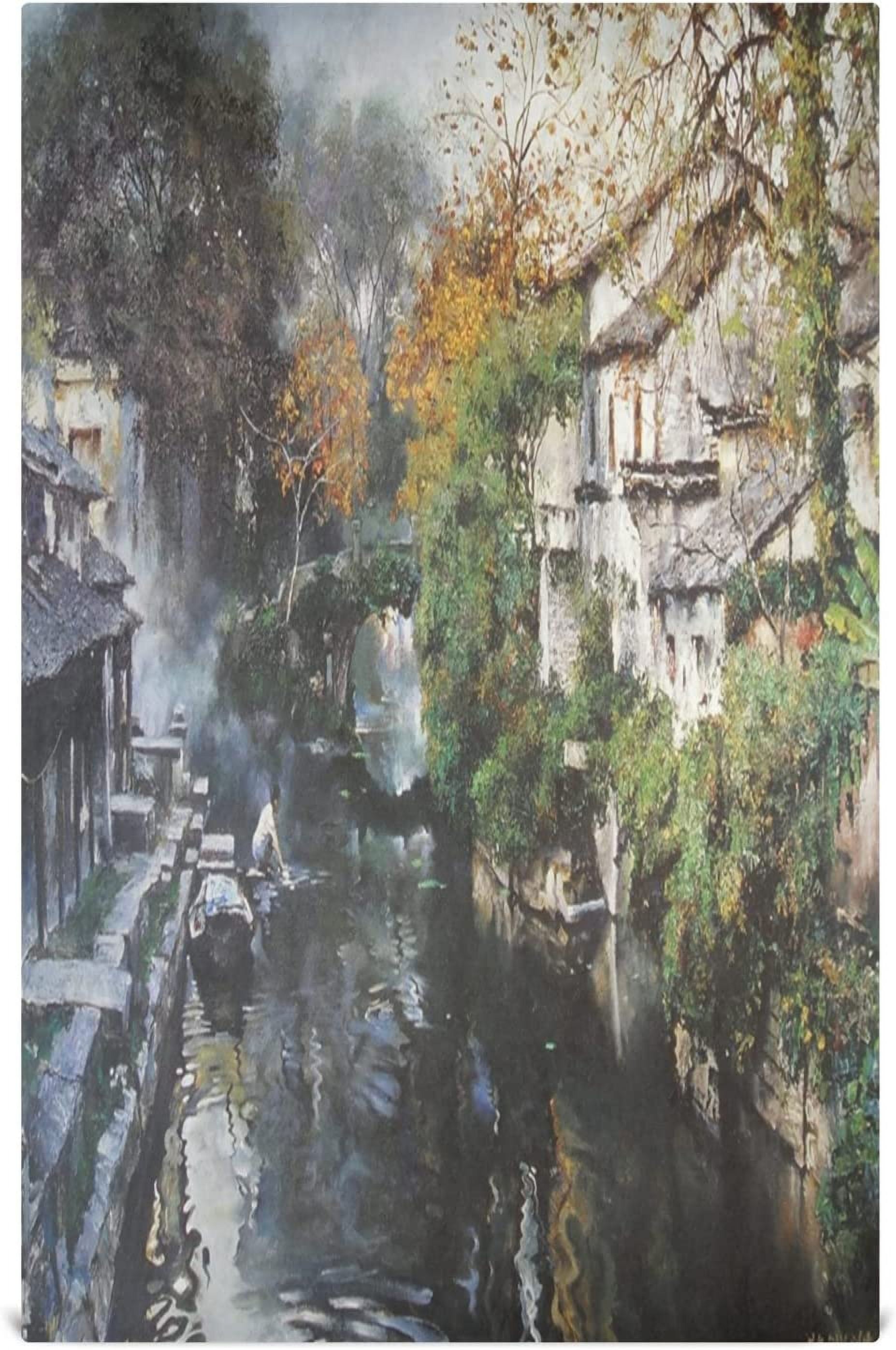 Dreamtimes Flowing Water and People Kitchen Dish Towels, 18 Inch x 28 ...