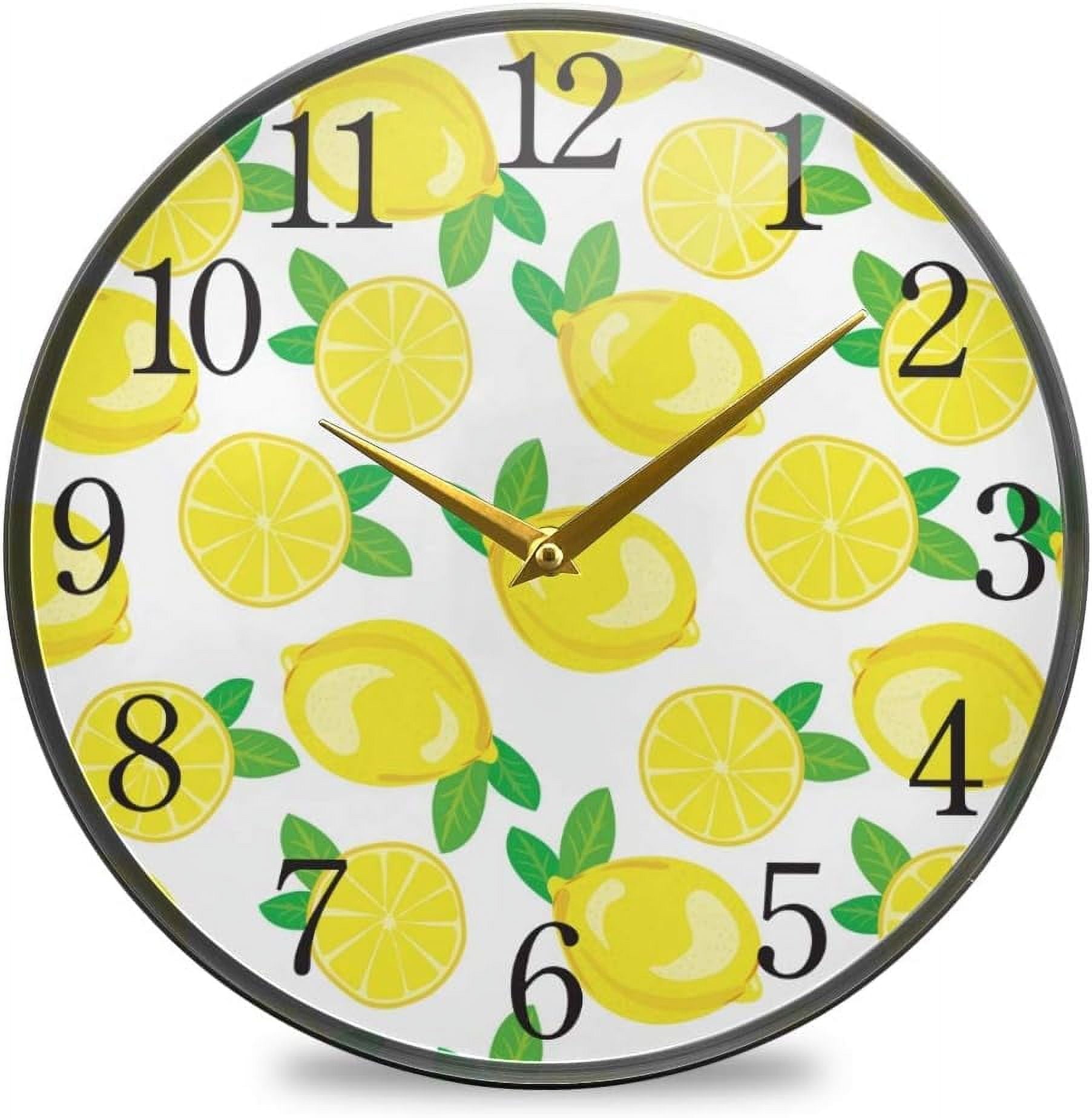 Dreamtimes Fresh Lemons Pattern Wall Clock Silent Non Ticking 10 Inch ...