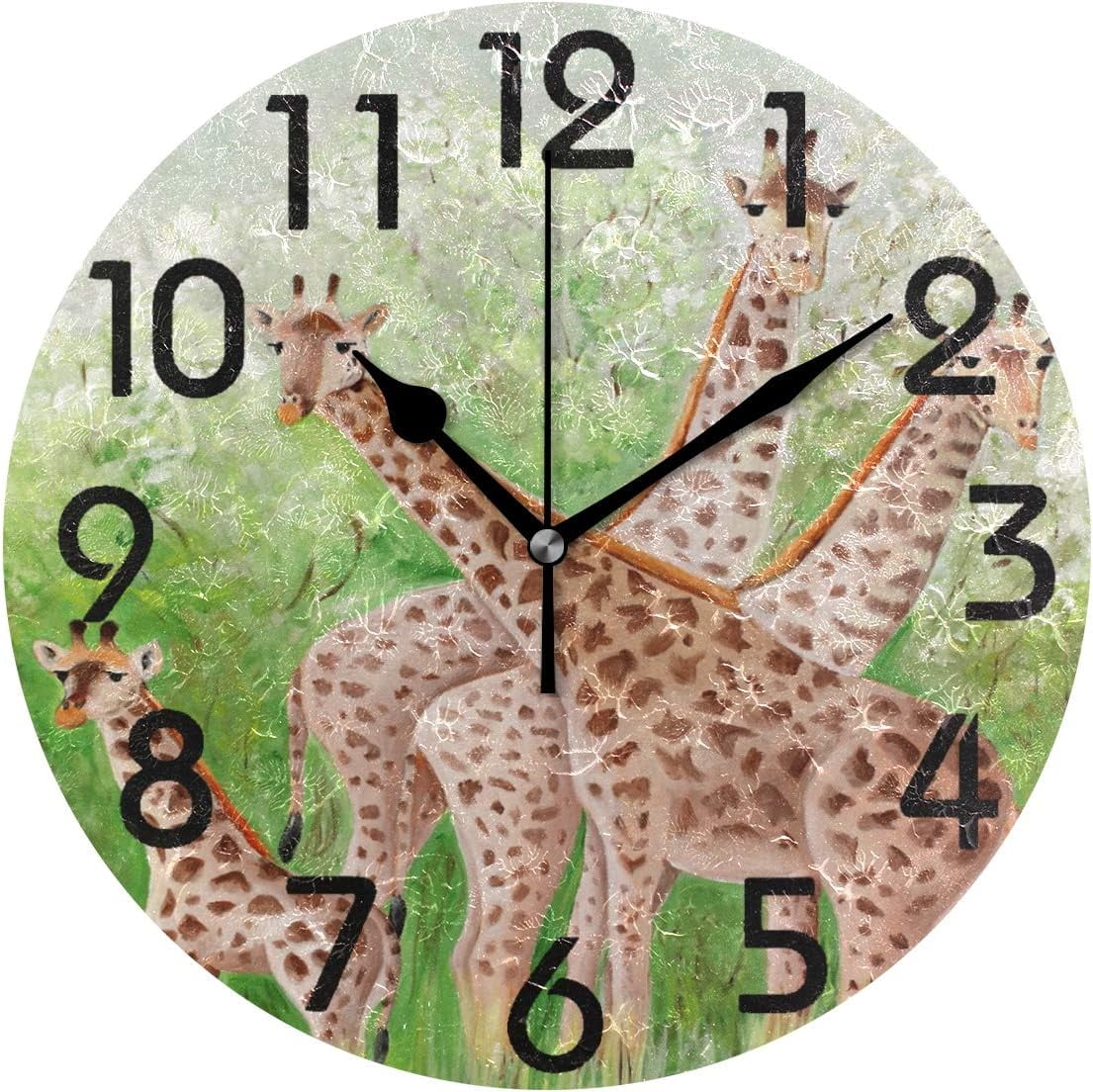 Dreamtimes Fresh Prairie Happy Giraffe Family Print Round Wall Clock ...