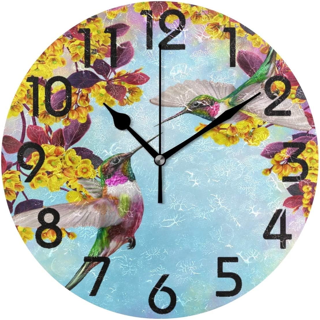 Dreamtimes Fresh Two Little Hummingbird Blooming Flowers Round Wall ...