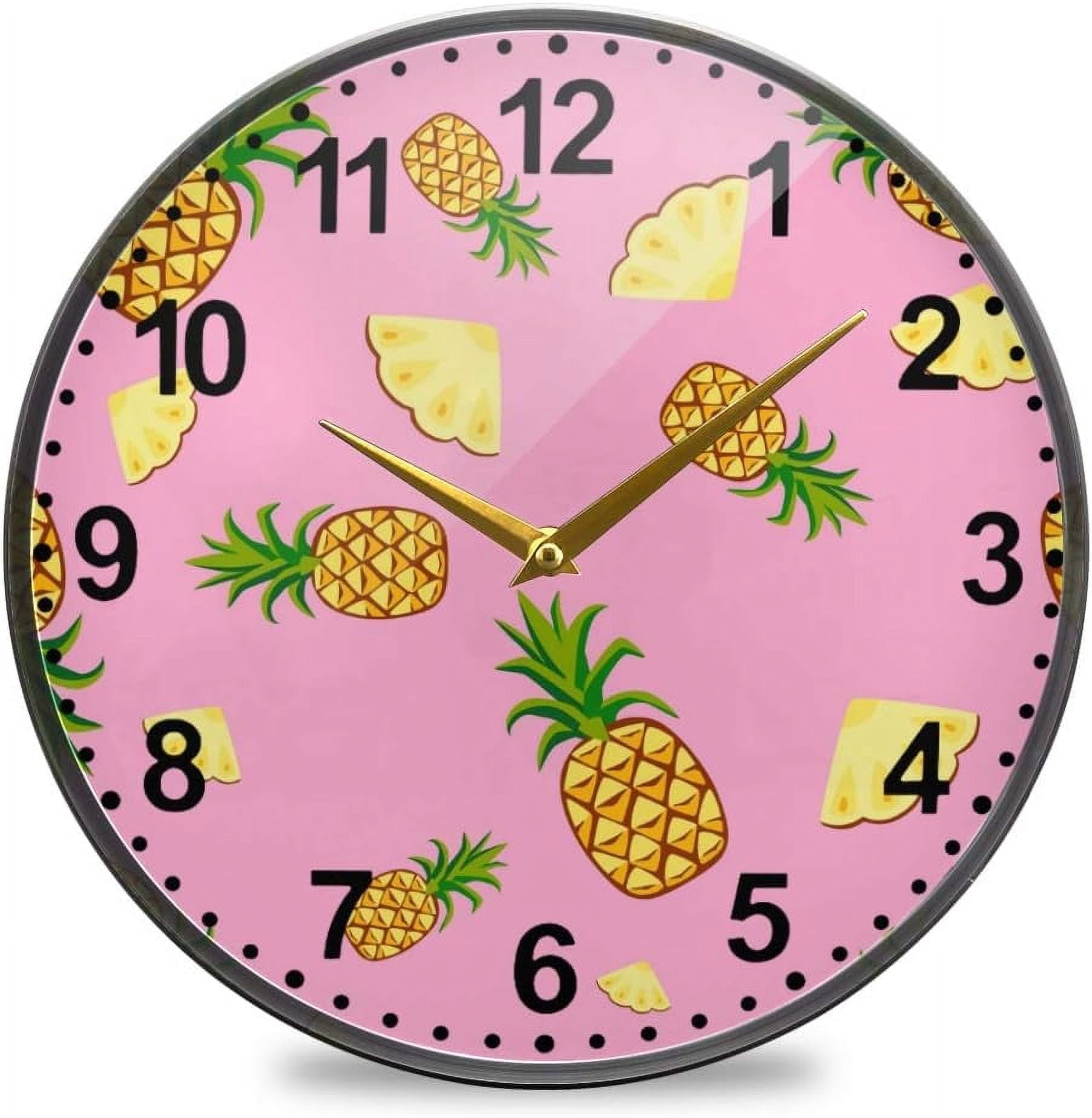 Dreamtimes Fruits Pineapple Pattern Wall Clock Silent Non Ticking 12 ...
