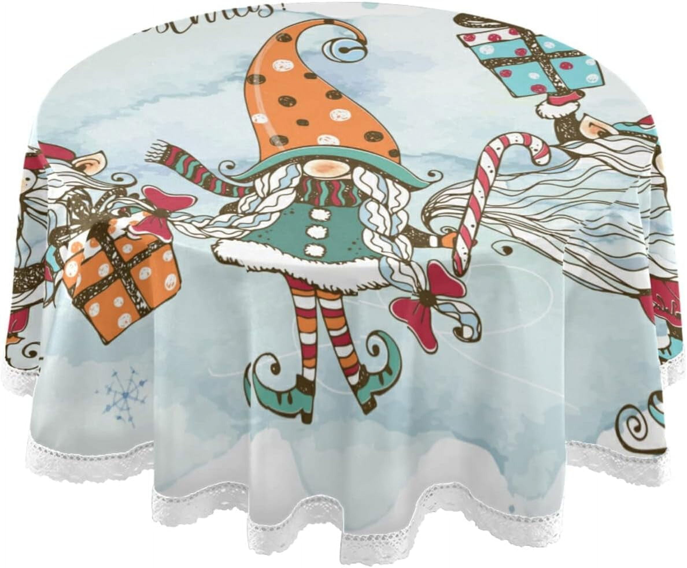 Dreamtimes Fun Cute Family of Nordic Gnomes Round Tablecloth 60",Party ...