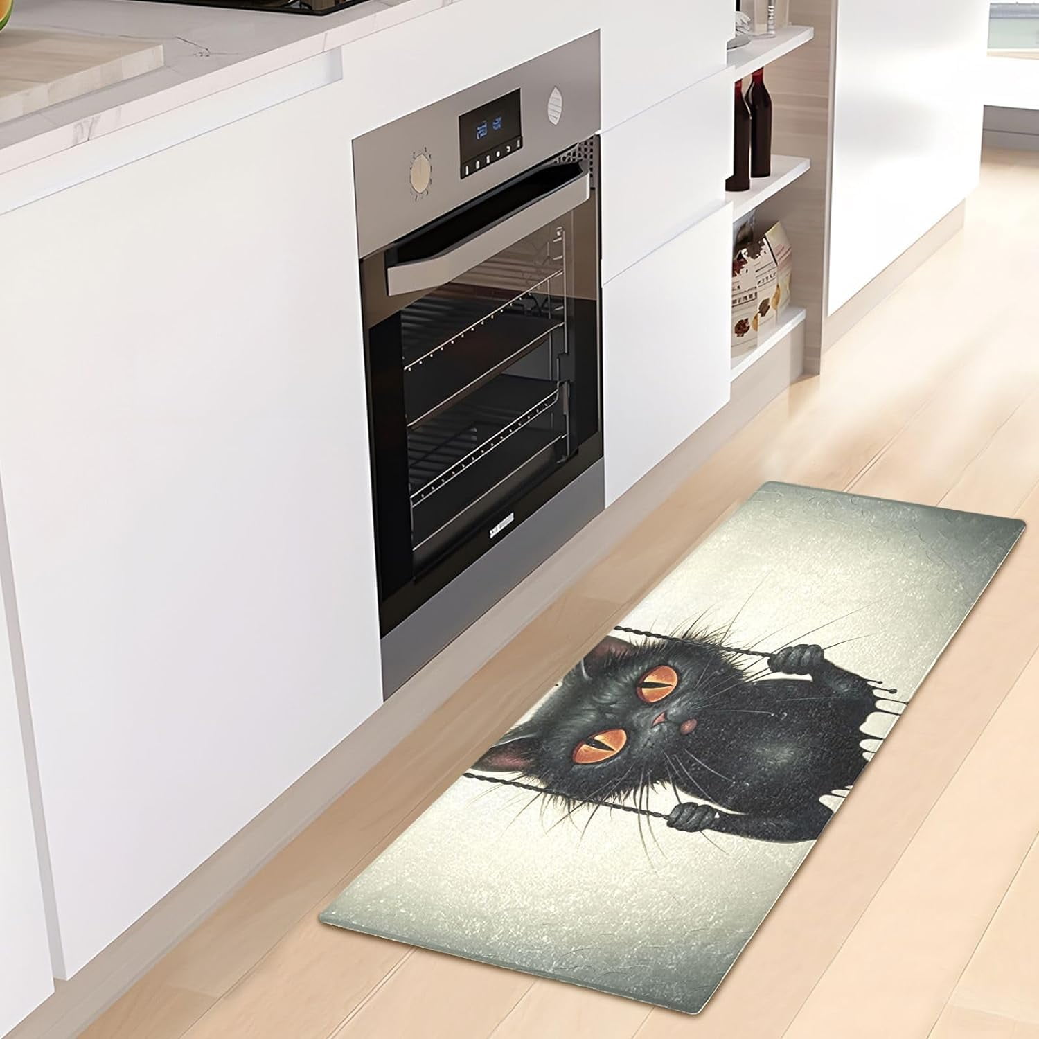 Dreamtimes Funny Black Cat Kitchen Mat 20"x39", Non Skid Kitchen Runner ...