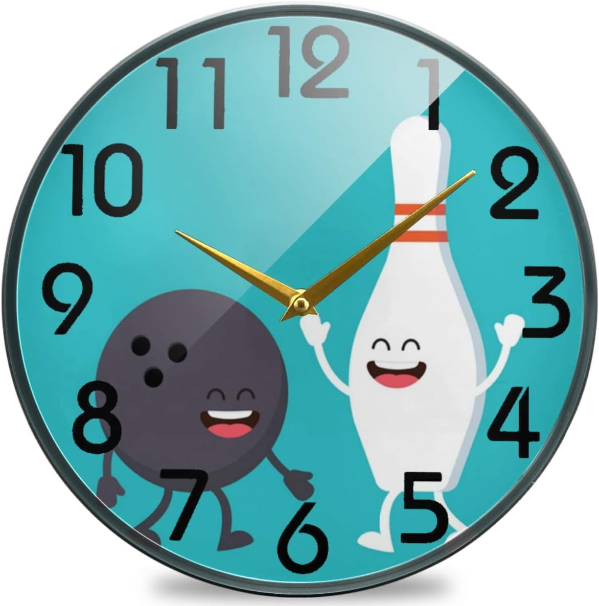 Dreamtimes Funny Bowling Ball and Pin Round Wall Clock, 12 Inch Silent ...