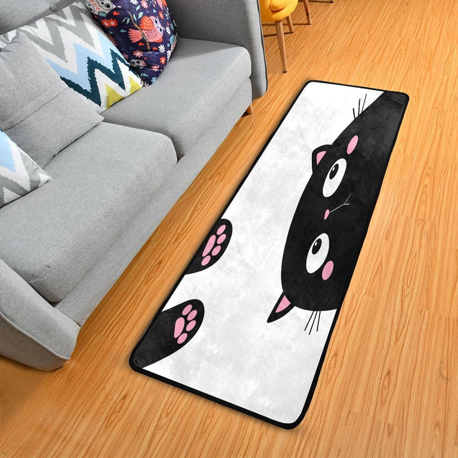 Dreamtimes Funny Cat Face Head Hallway Runner Rug 2'x6' Kitchen Rug ...