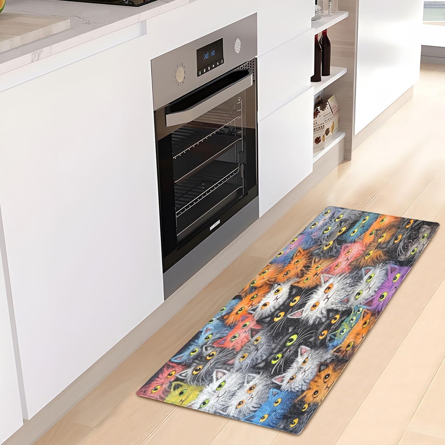Dreamtimes Funny Colorful Cats Kitchen Mat 20"x39", Non Skid Kitchen ...