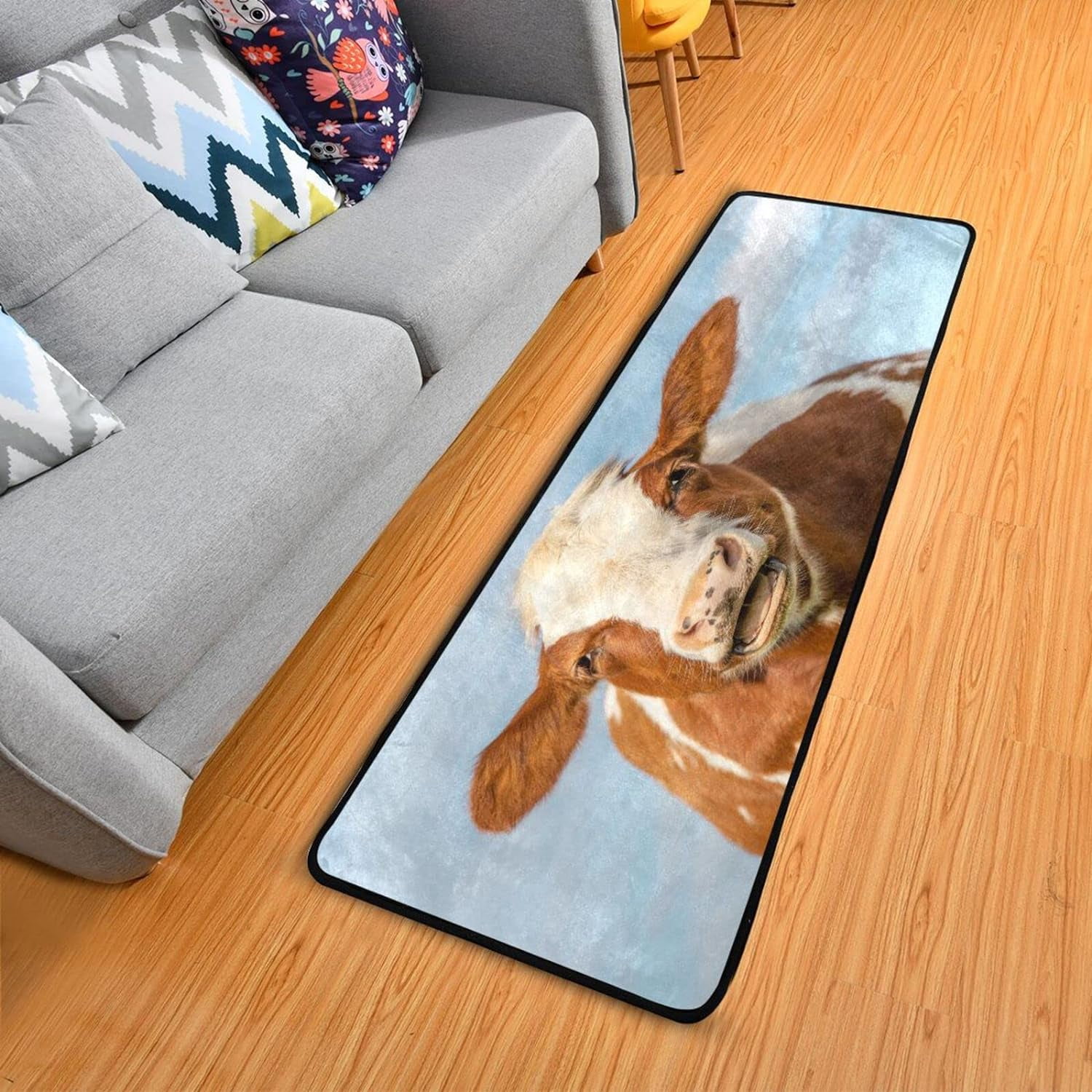 Dreamtimes Funny Cow Cattle Hallway Runner Rug 2'x6' Kitchen Rug with ...