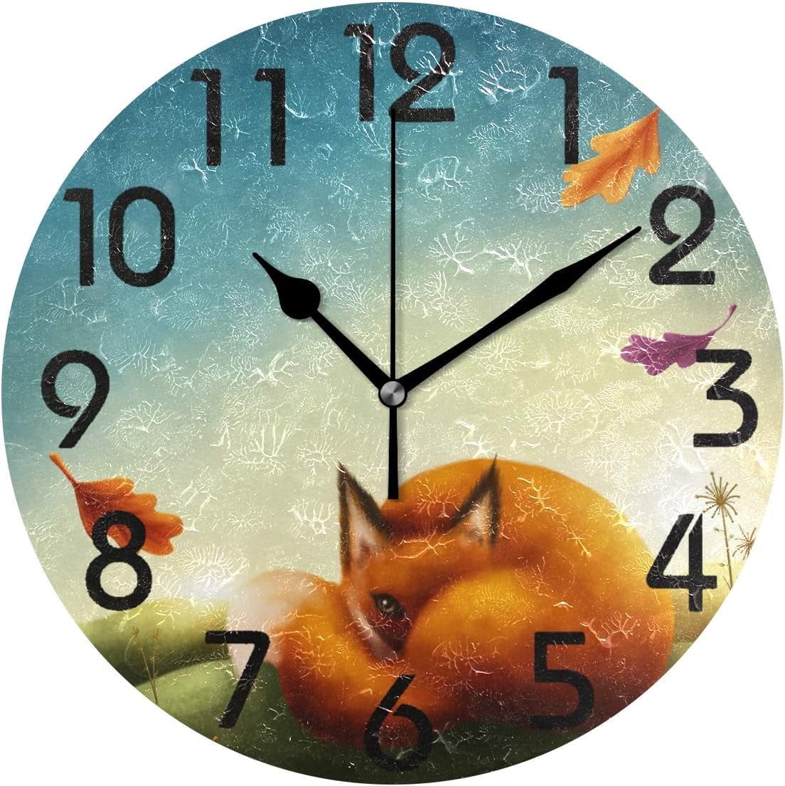 Dreamtimes Funny Cute Cartoon Red Fox Hibernation Design Round Wall ...