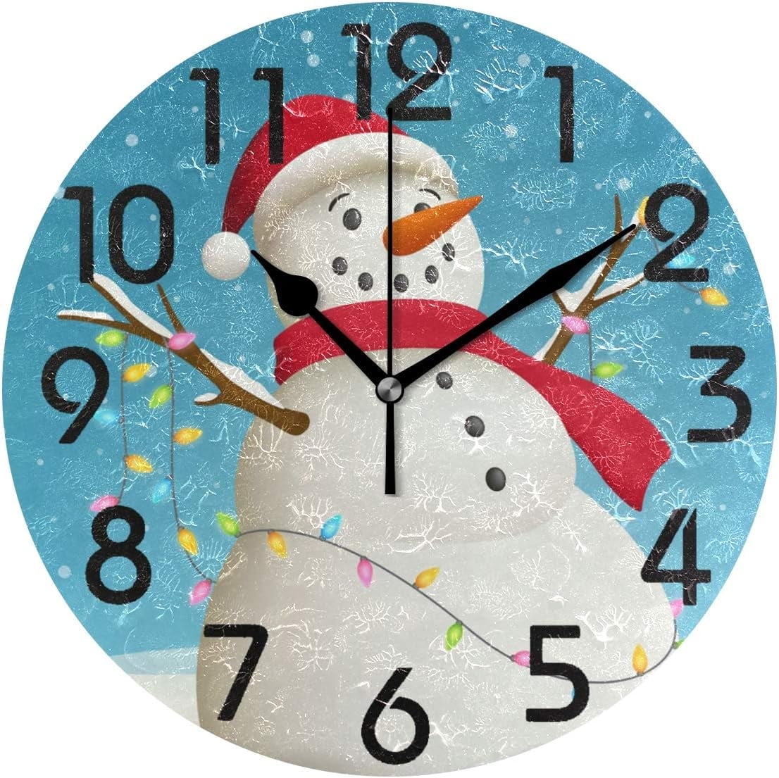 Dreamtimes Funny Cute Snowman with Christmas Decorative Lamp Round Wall ...